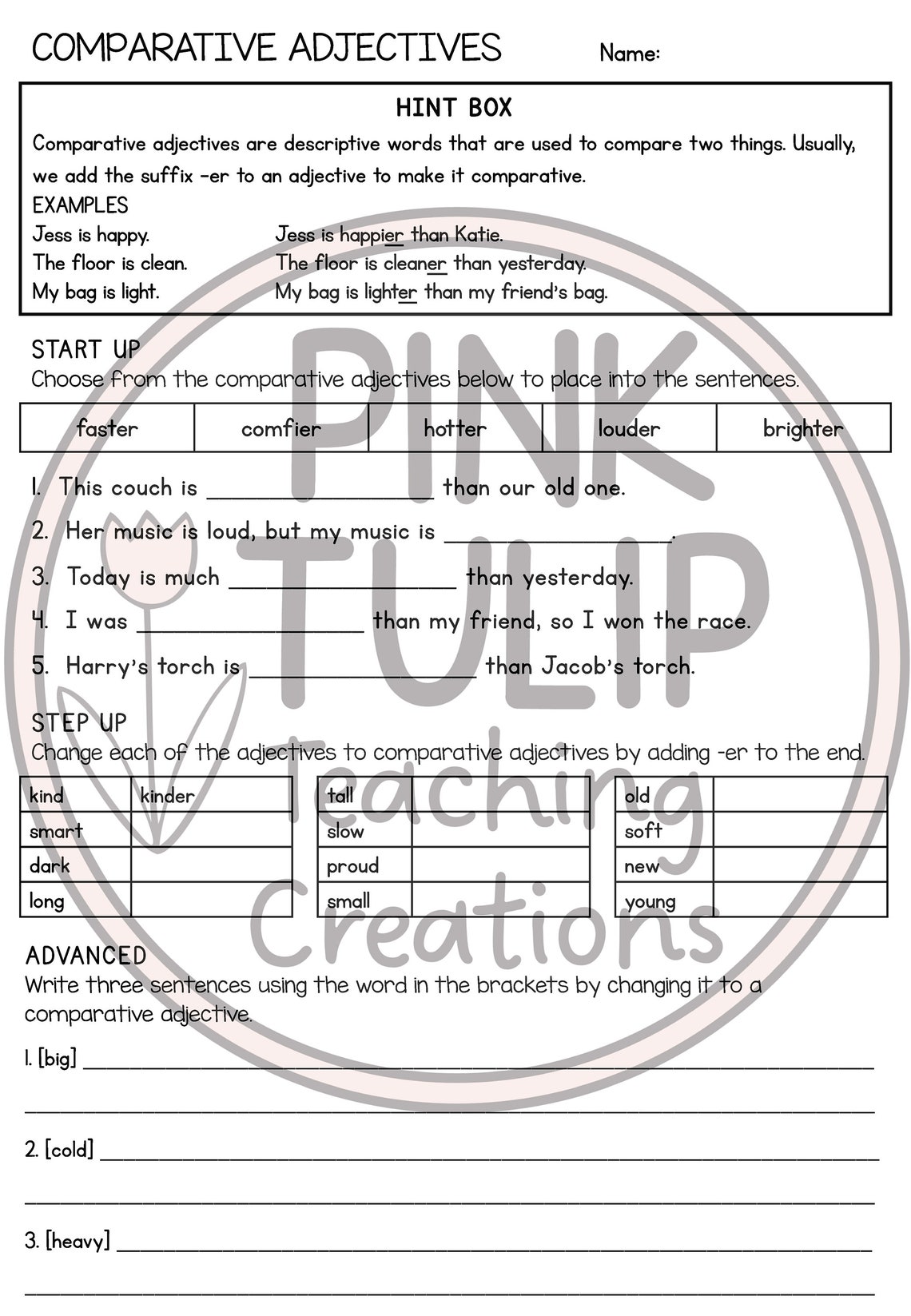 Comparative and Superlative Adjectives - Grammar Worksheets With ...
