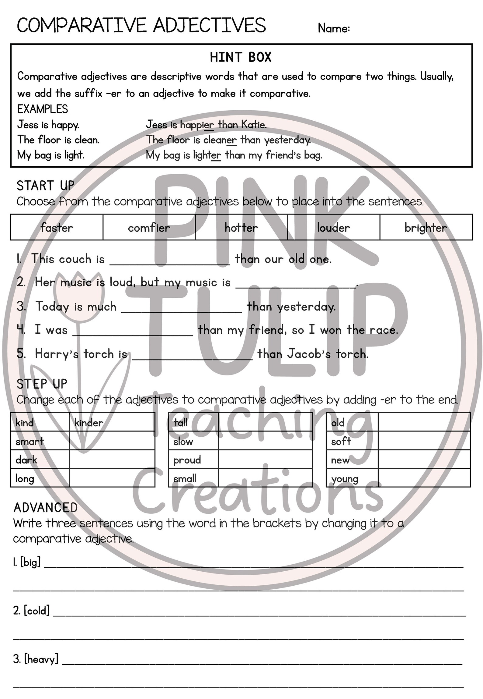 Comparative and Superlative Adjectives - Grammar Worksheets With ...