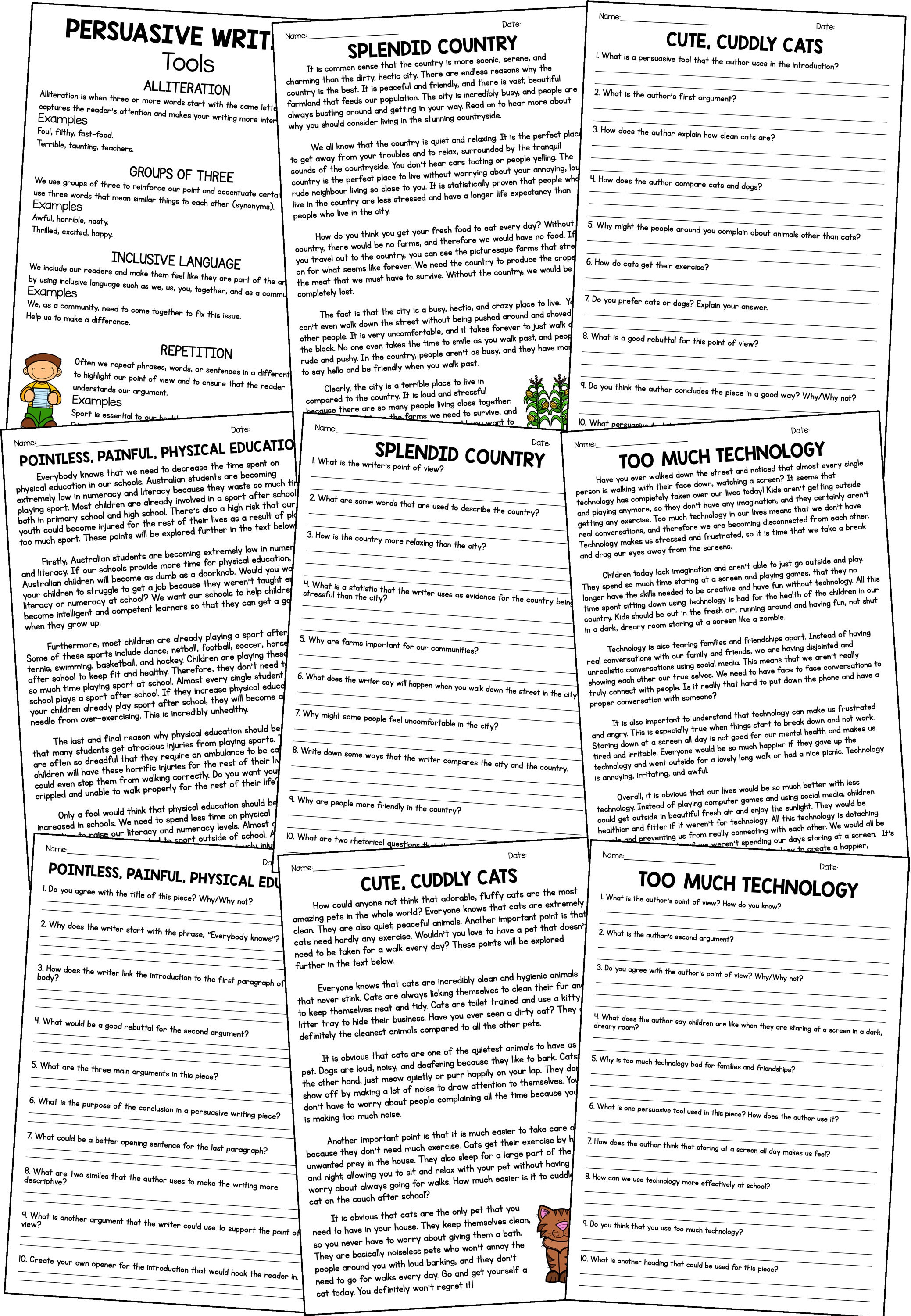 Persuasive Text Examples Ten Reading Samples With Comprehension - Etsy