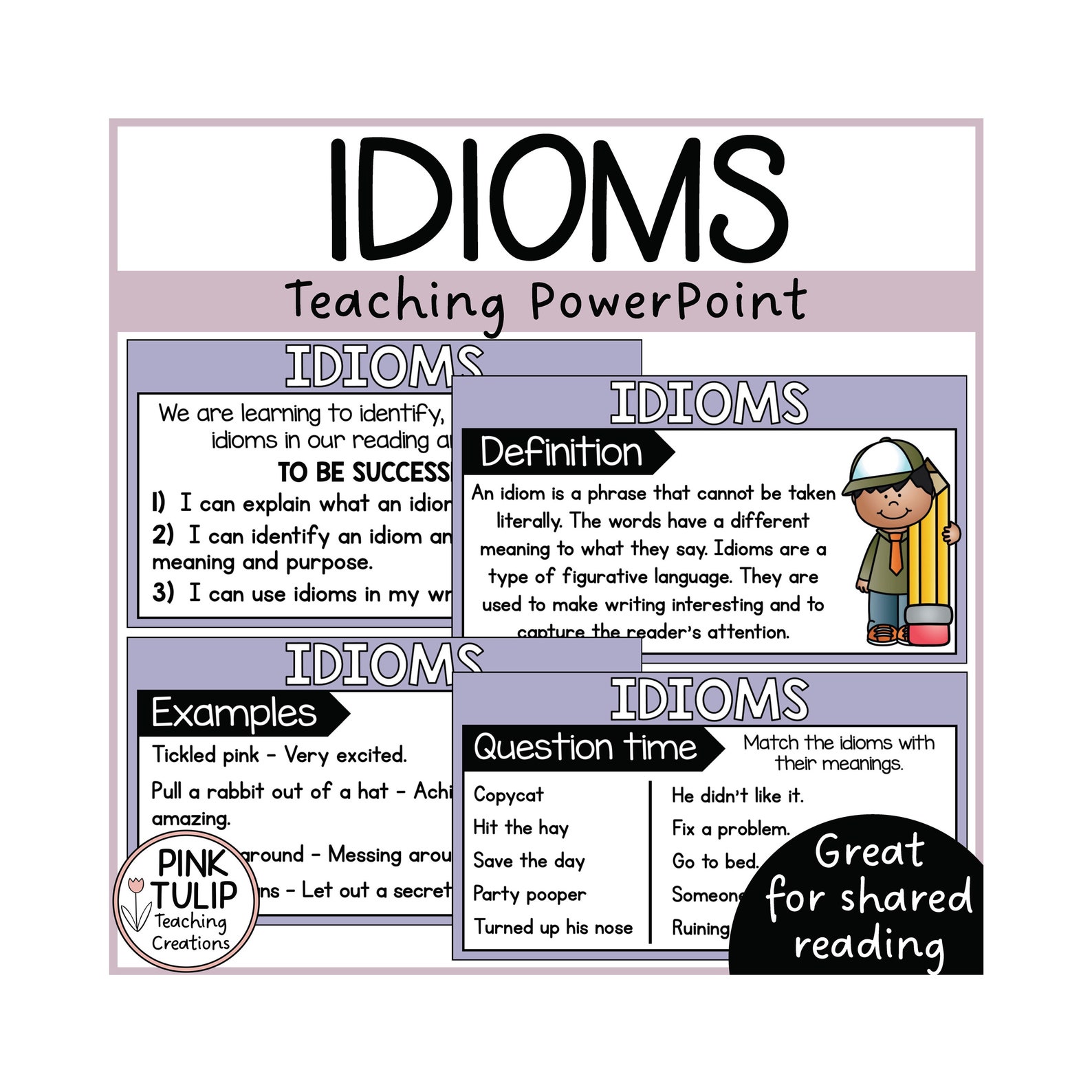 Idioms Shared Reading Powerpoint - Guided Teaching - Etsy