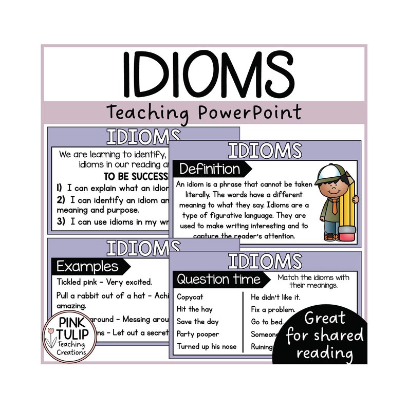 Idioms Shared Reading Powerpoint - Guided Teaching - Etsy
