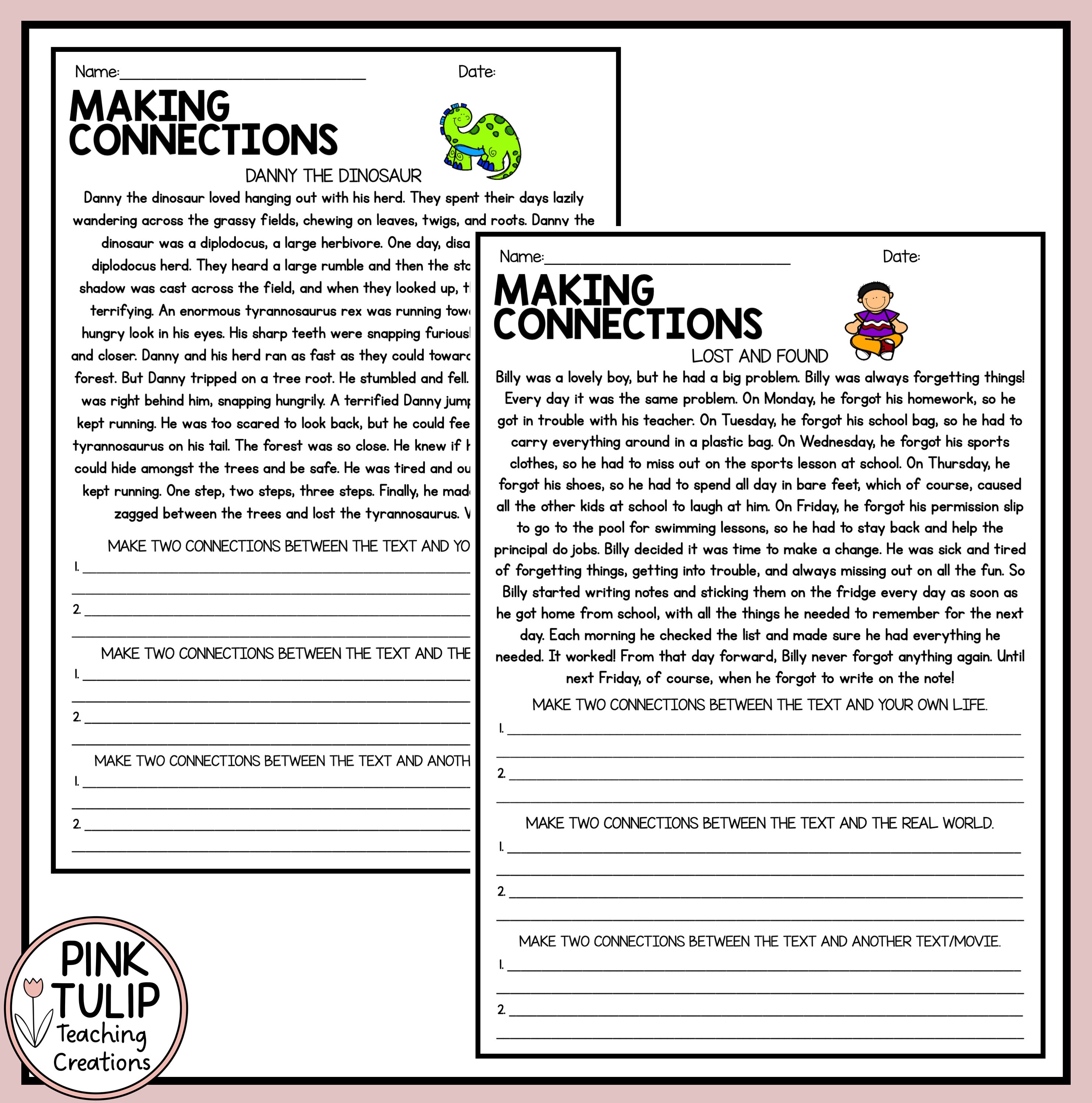 Making Connections (connecting) - Reading Worksheet Pack - Etsy