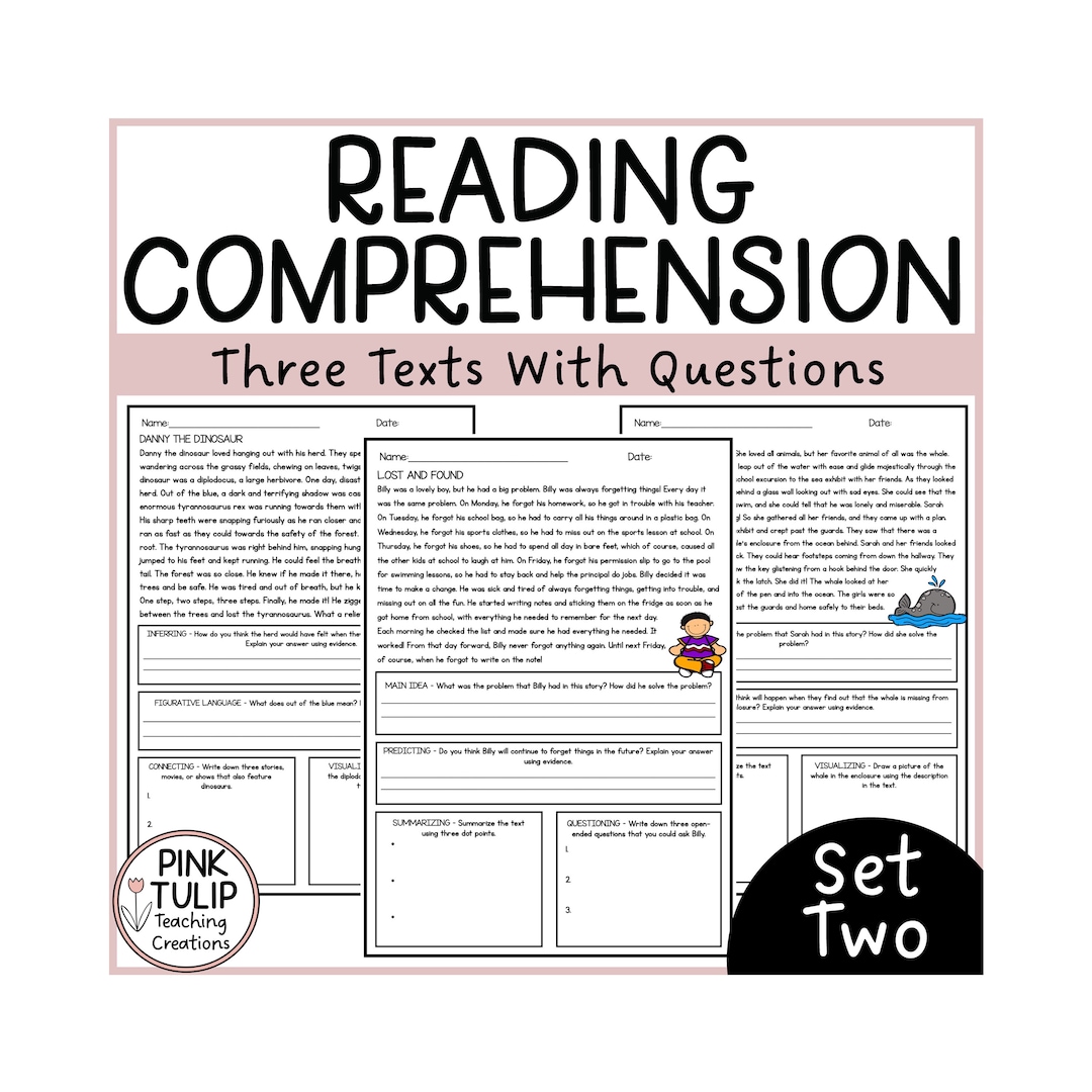 Comprehension Worksheets Reading Strategies Set 2 - Etsy