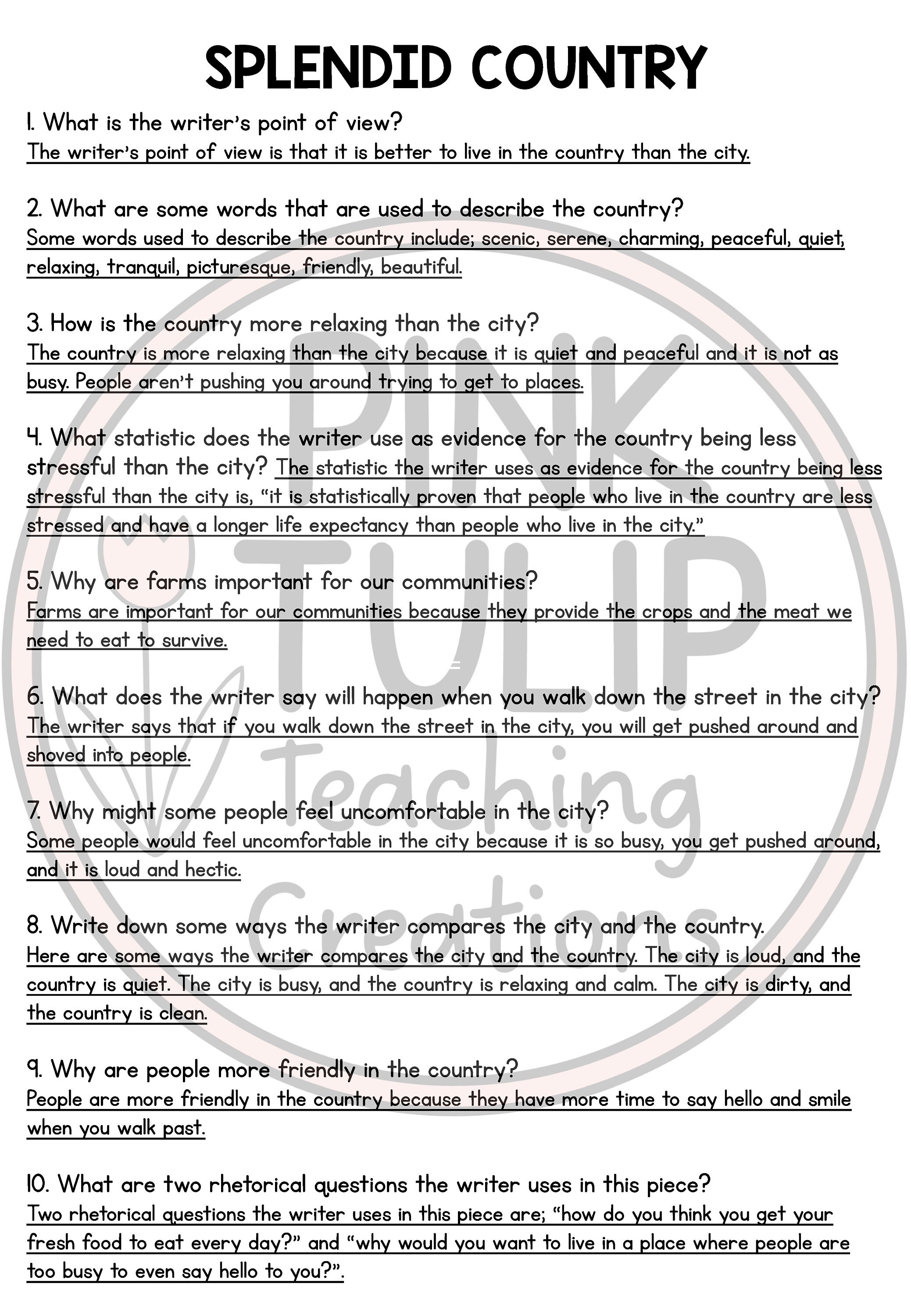 Persuasive Writing Comprehension - Splendid Country - Etsy