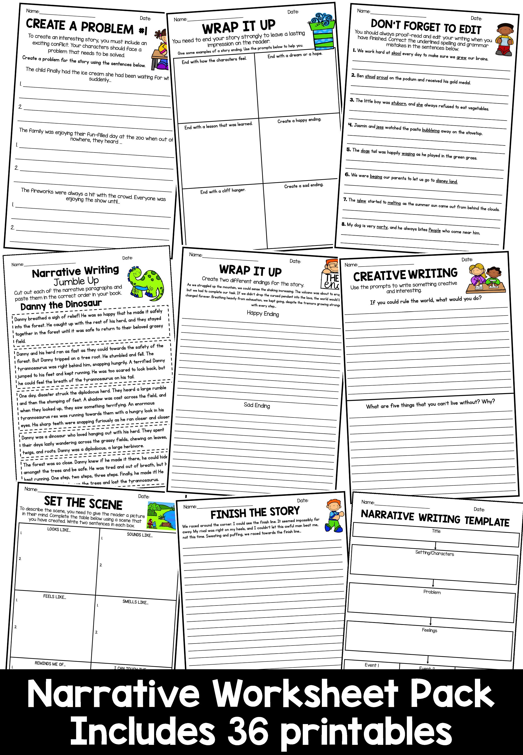 Narrative and Persuasive Writing Worksheet Bundle - Etsy