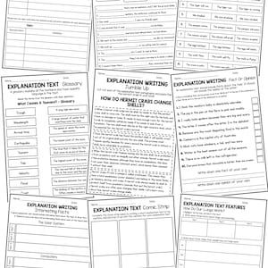 Explanation Text Writing Worksheet Pack - No Prep Lesson Ideas - Etsy