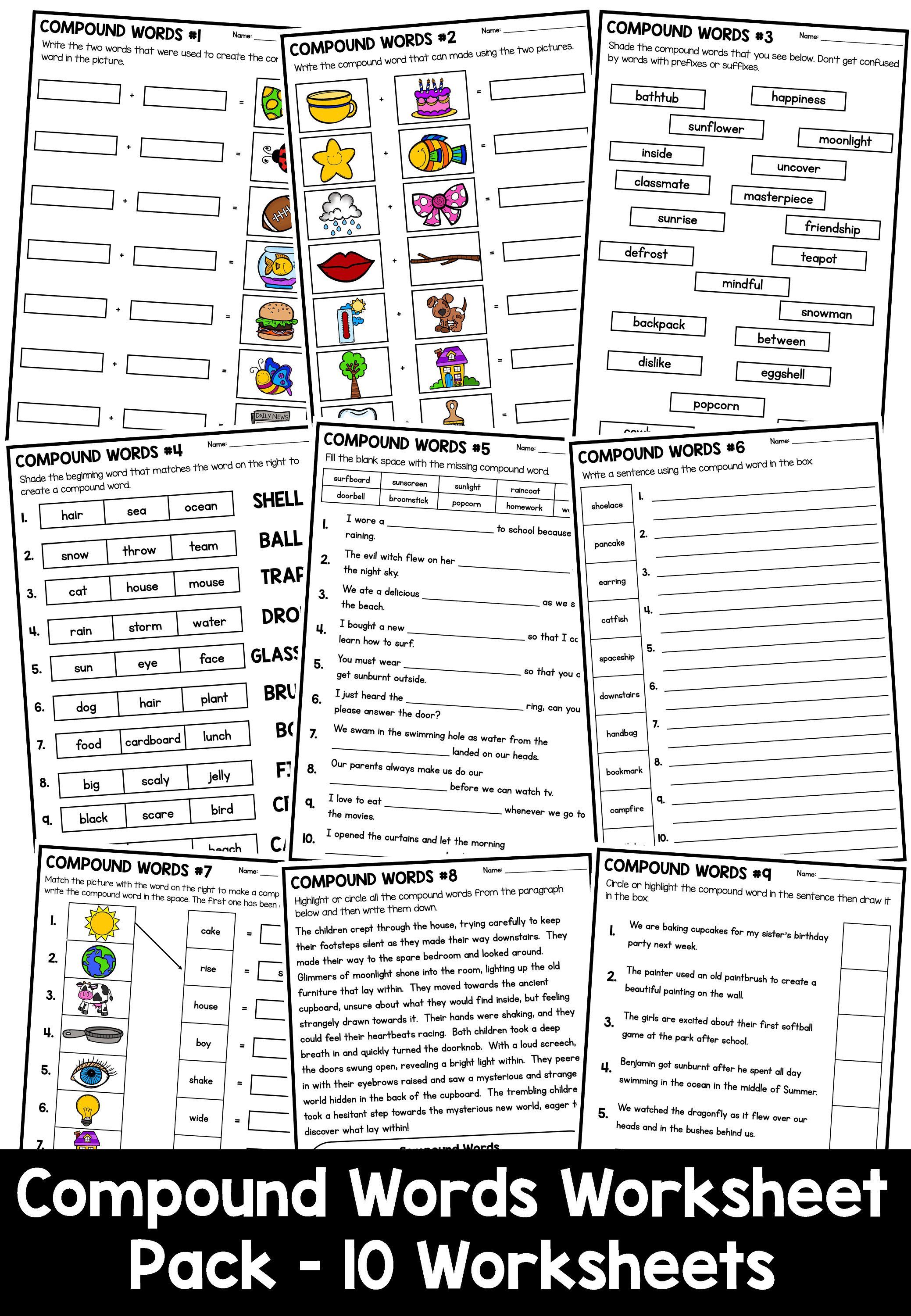 Compound Words Bundle - Worksheet Pack and Guided Teaching Powerpoint ...