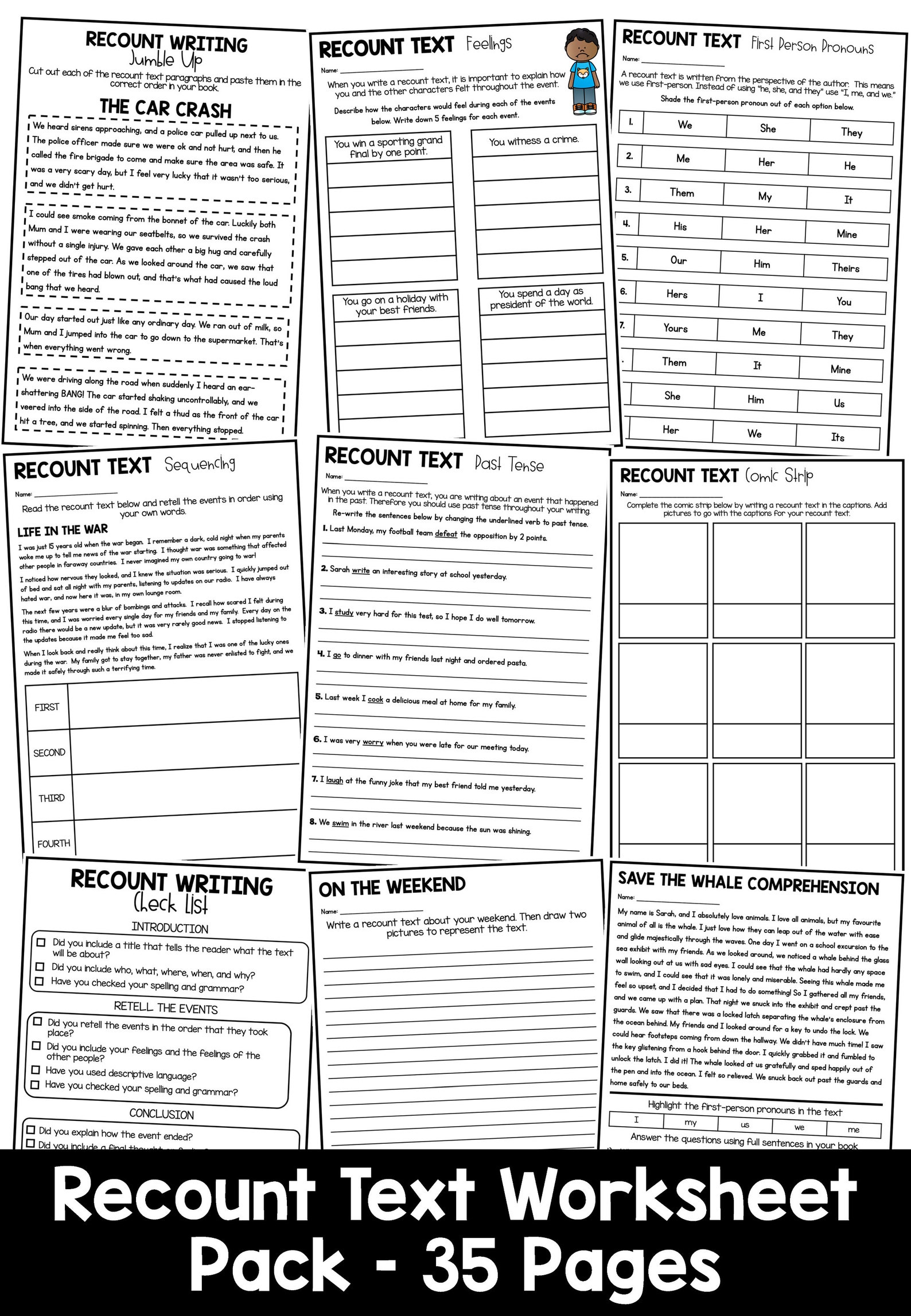 Recount Text - Reading and Writing Bundle - Etsy