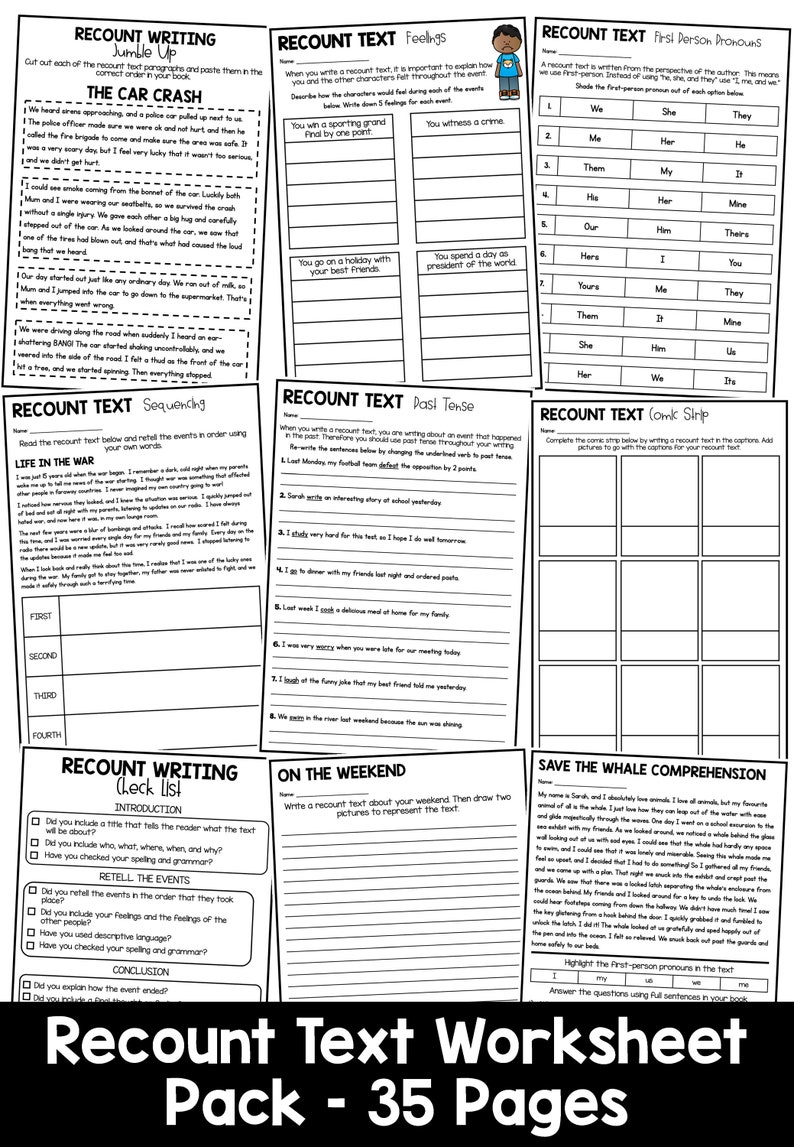 Recount Text - Reading and Writing Bundle - Etsy