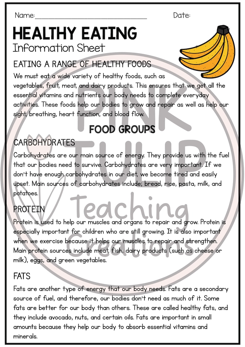 Healthy Living - Learning Activity Pack - Etsy
