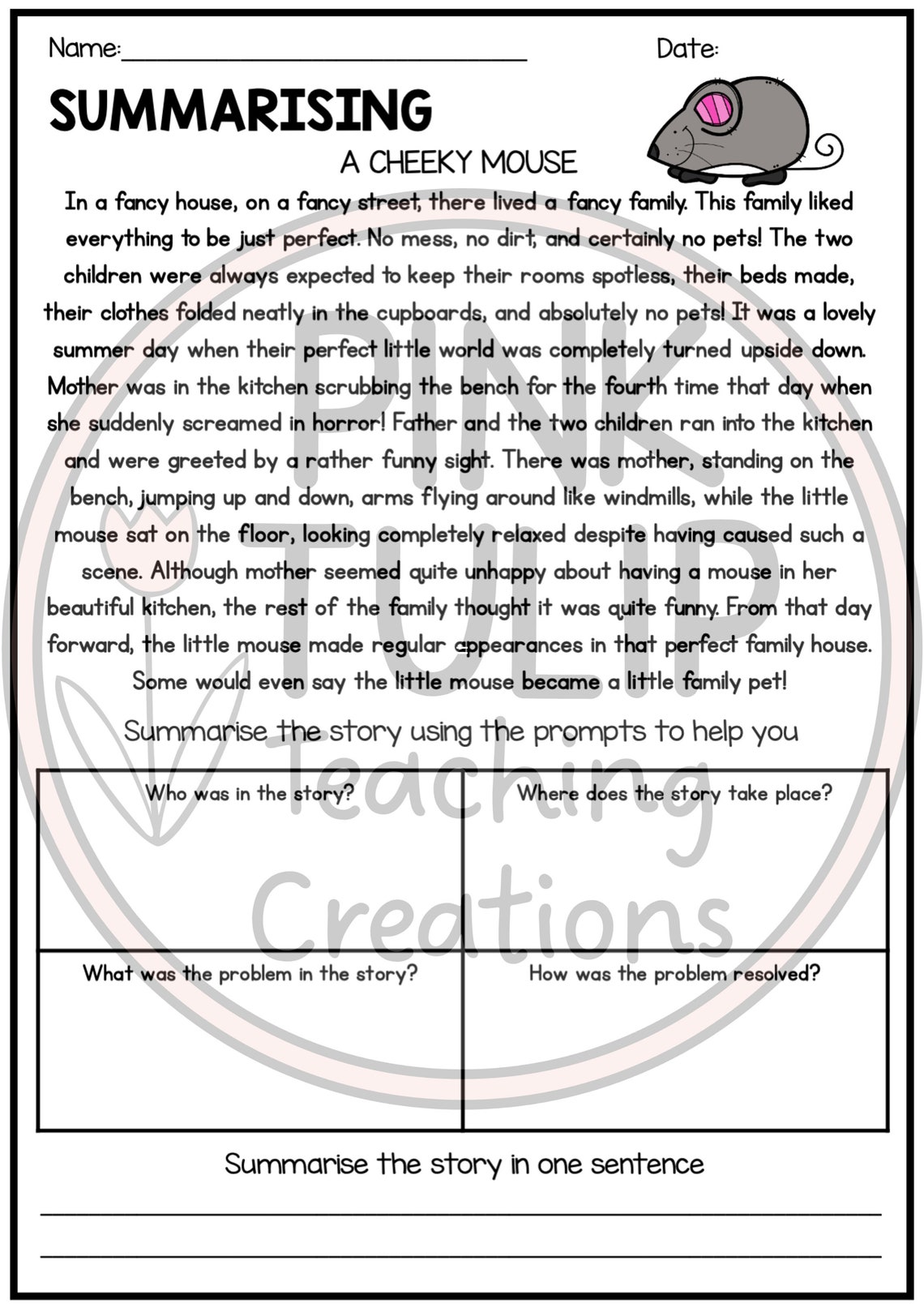 Summarizing (summarising) - Reading Worksheet Pack - Etsy