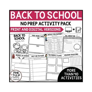 Back to School Activity Pack - 40 Worksheets and Lesson Ideas - Etsy