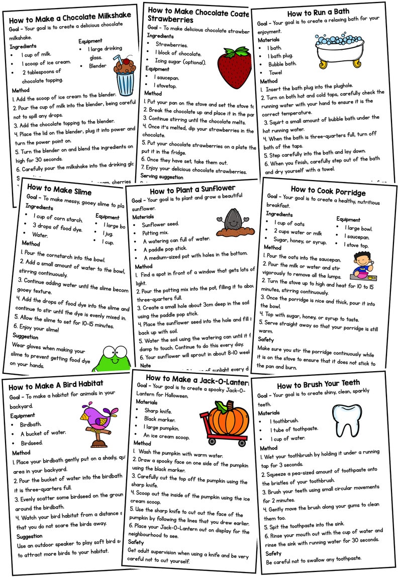Procedural Text Examples Ten Reading Samples - Etsy