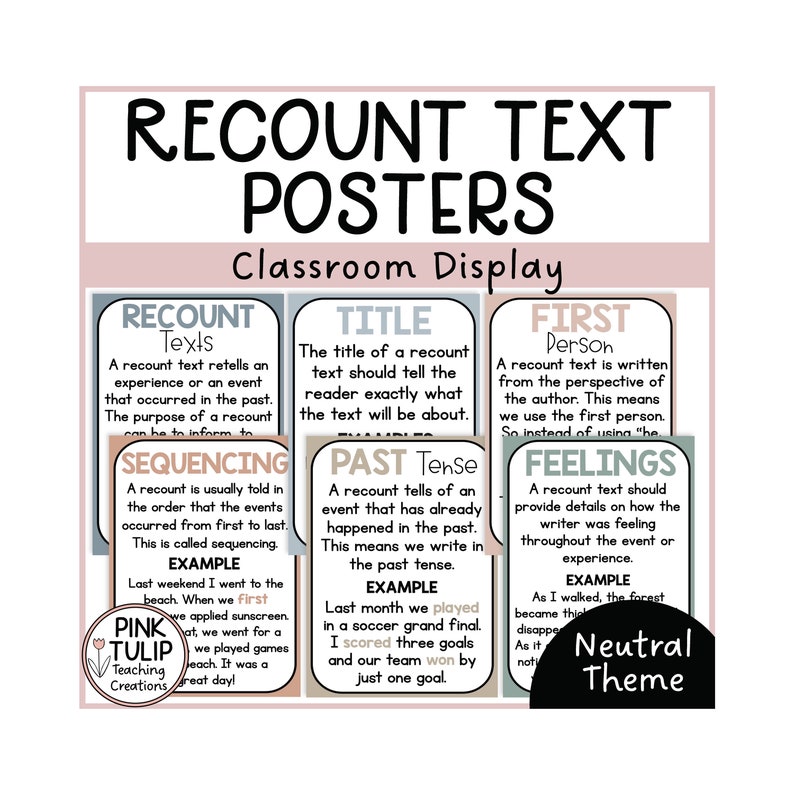 Recount Text Posters Earth Tones - Classroom Decor - Etsy