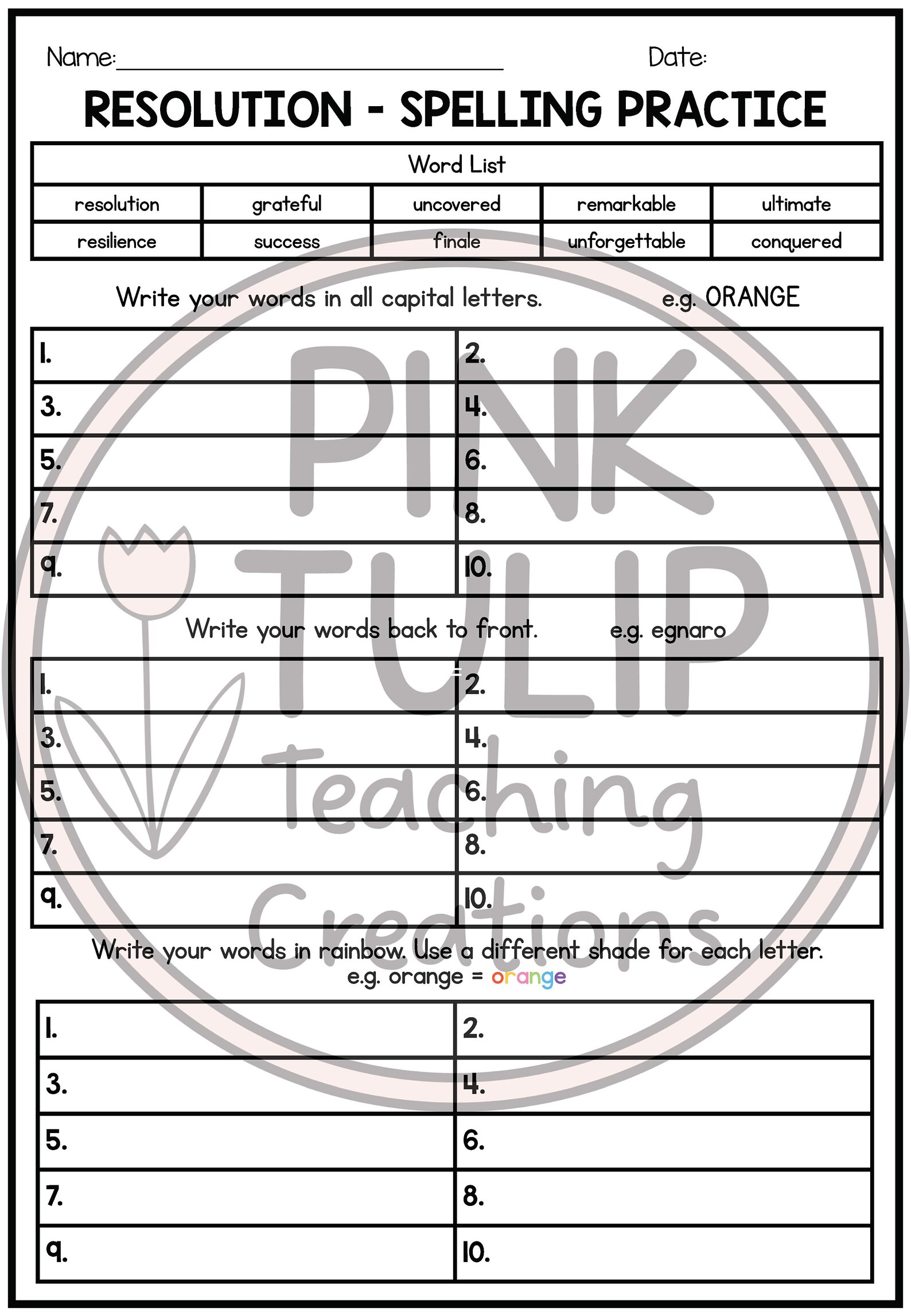 Resolution - Narrative Writing Worksheets - Etsy