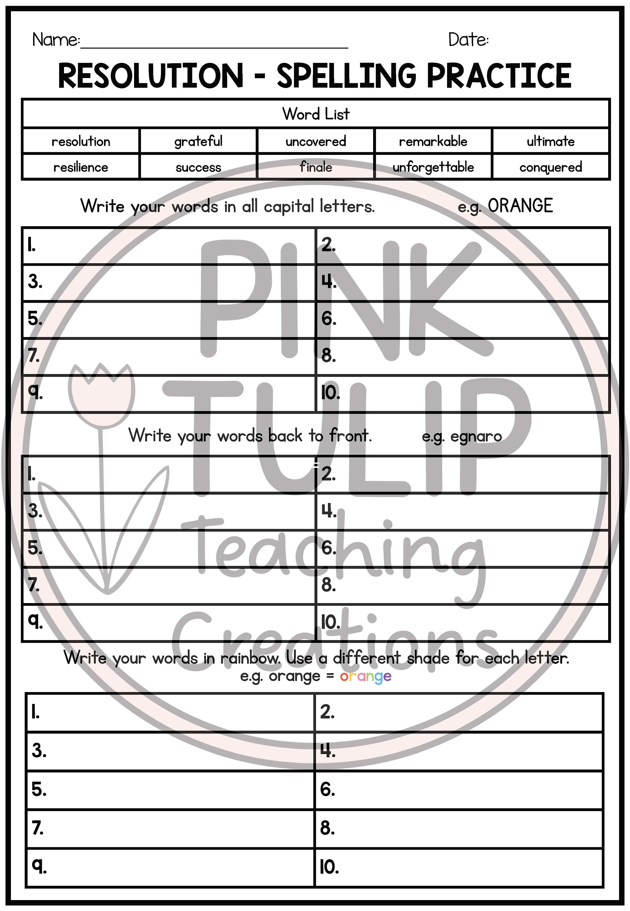 Resolution - Narrative Writing Worksheets - Etsy