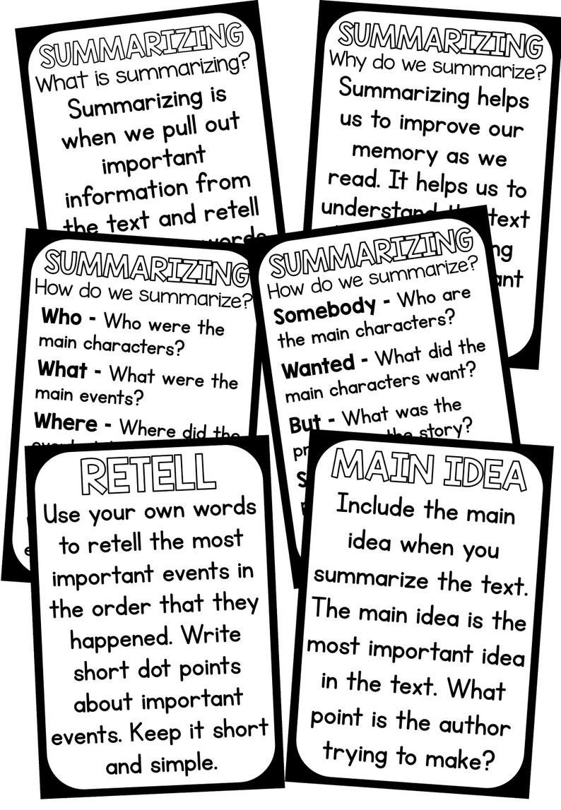 Summarizing summarising Reading Posters Classroom Decor - Etsy