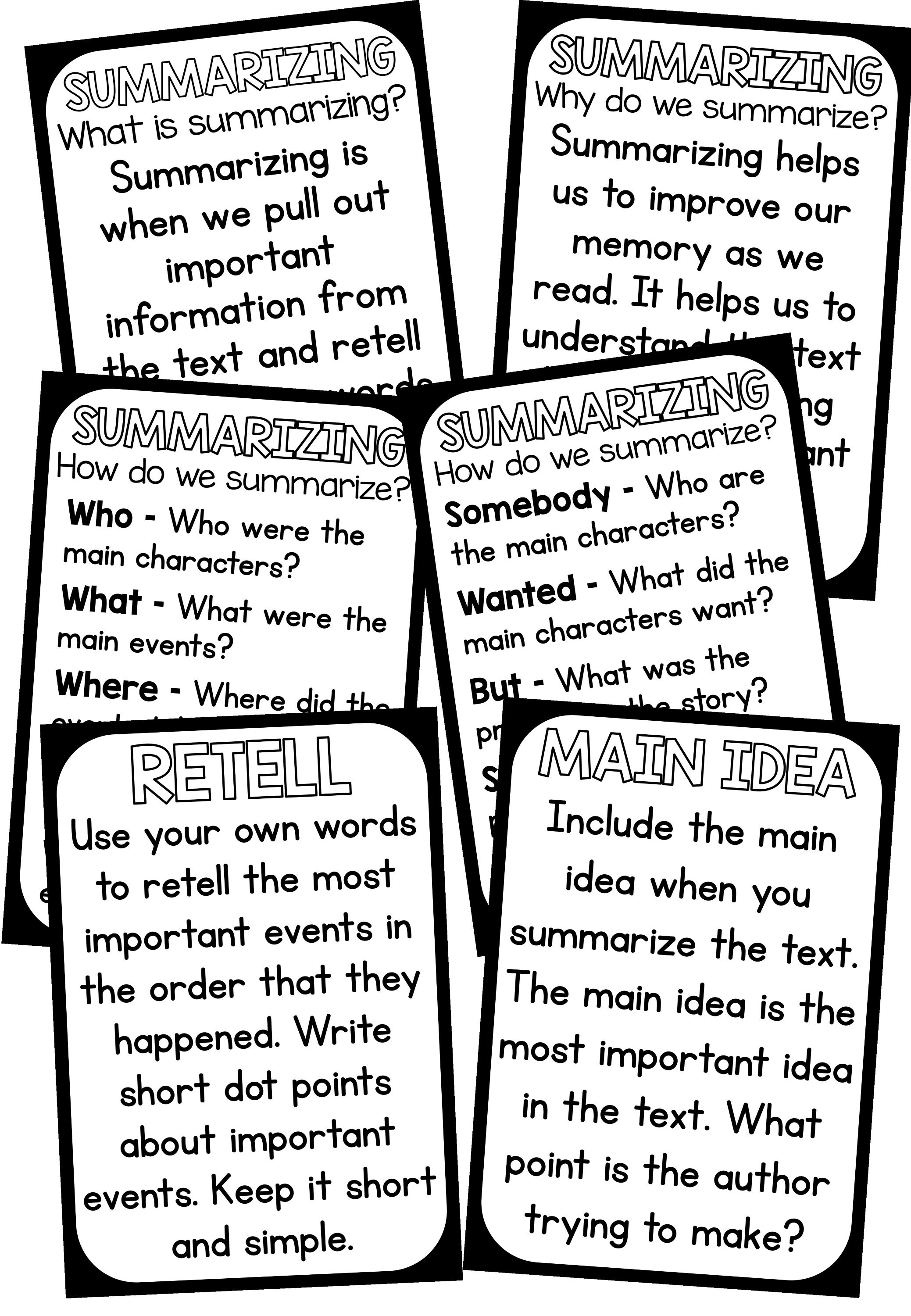 Summarizing summarising Reading Posters Classroom Decor - Etsy