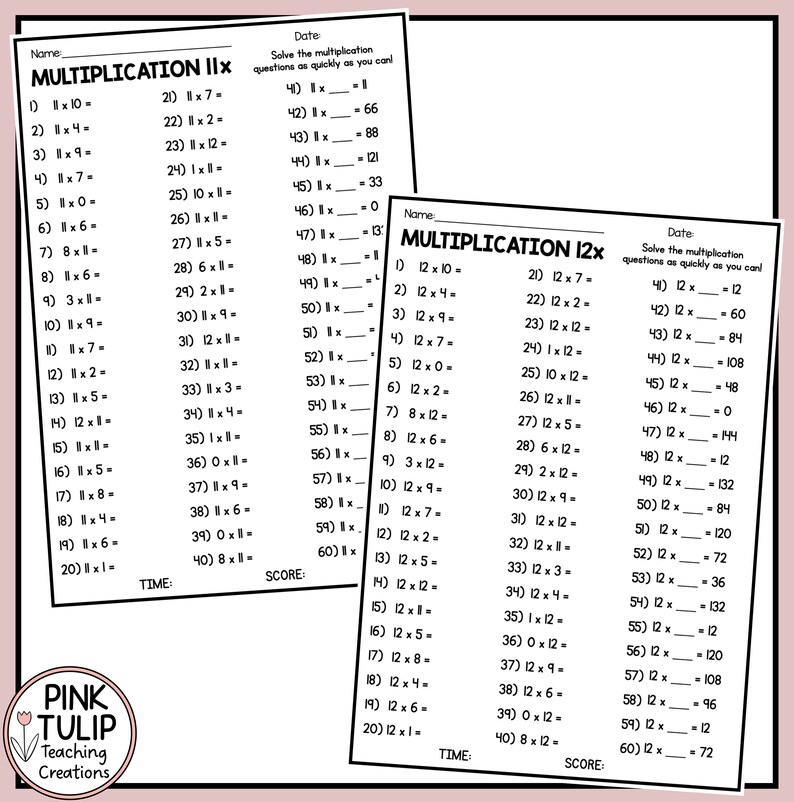 Multiplication Times Table Worksheets - Numeracy Warm Up - Etsy