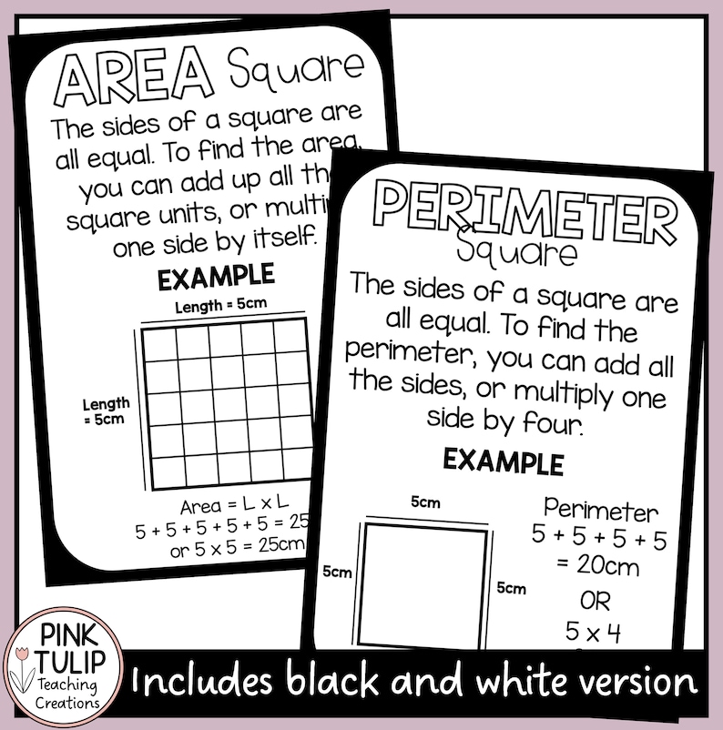 Area and Perimeter Posters - Classroom Decor - Etsy