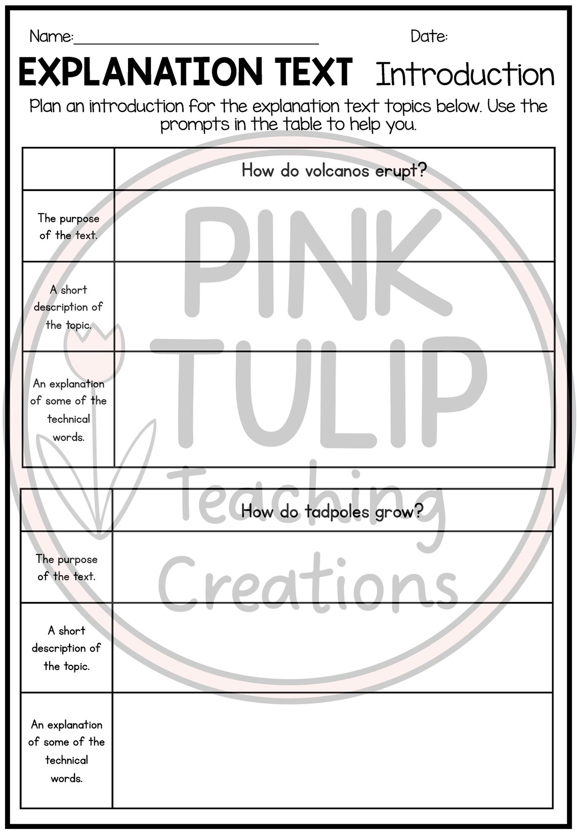 Explanation Text Writing Worksheet Pack - No Prep Lesson Ideas - Etsy