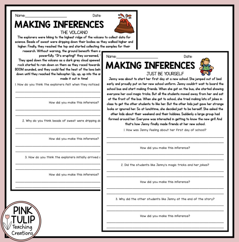 Making Inferences and Drawing Conclusions - Reading Worksheet Pack - Etsy