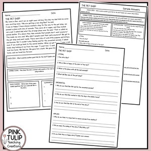 Comprehension Worksheets - Reading Strategies Set #10 - Etsy