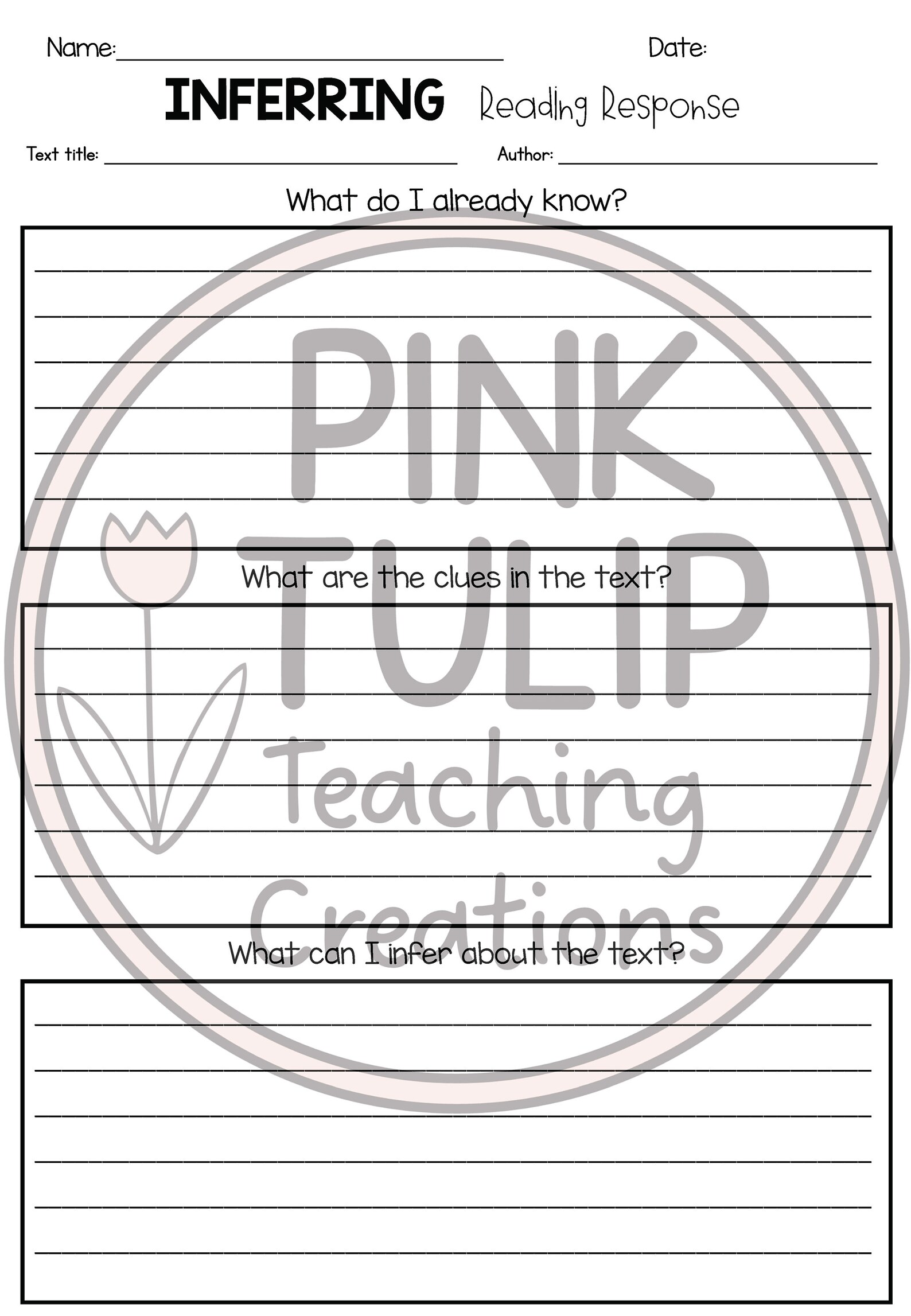 Making Inferences inferring Reading Response Pack Templates for Any ...
