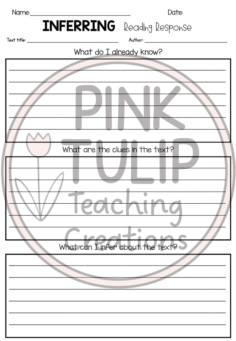 Making Inferences inferring Reading Response Pack Templates for Any ...