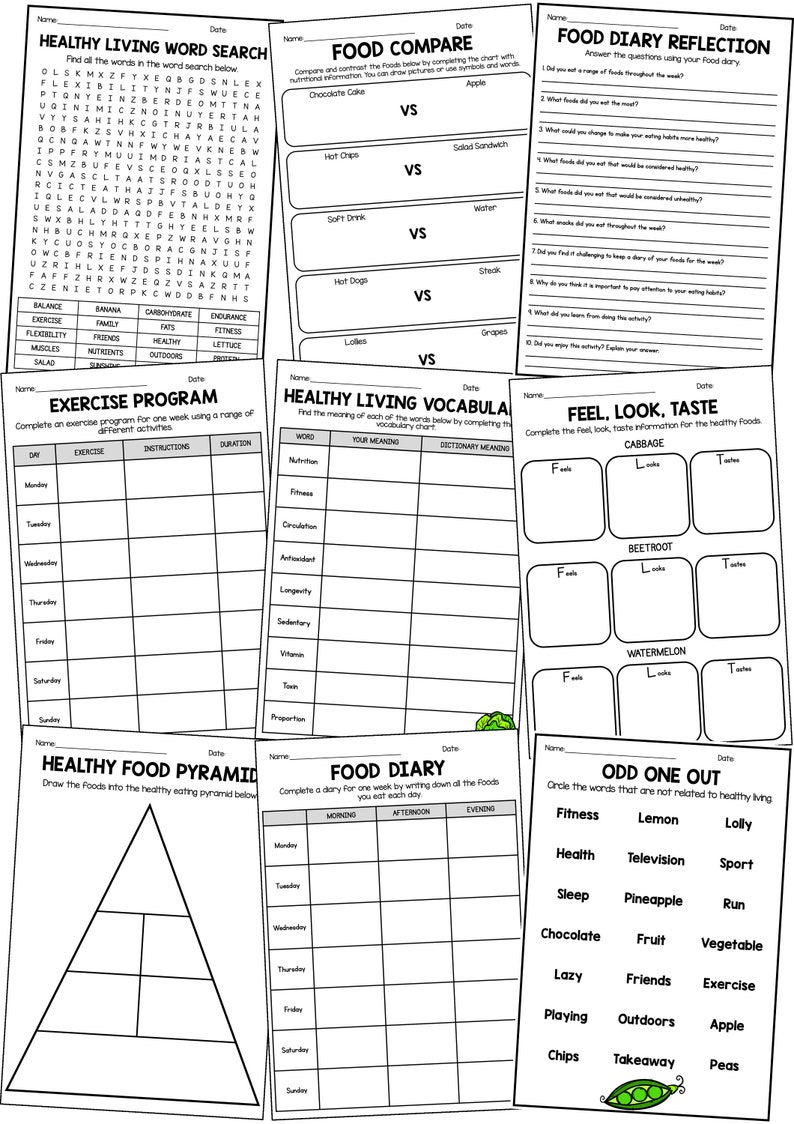Healthy Living - Learning Activity Pack - Etsy