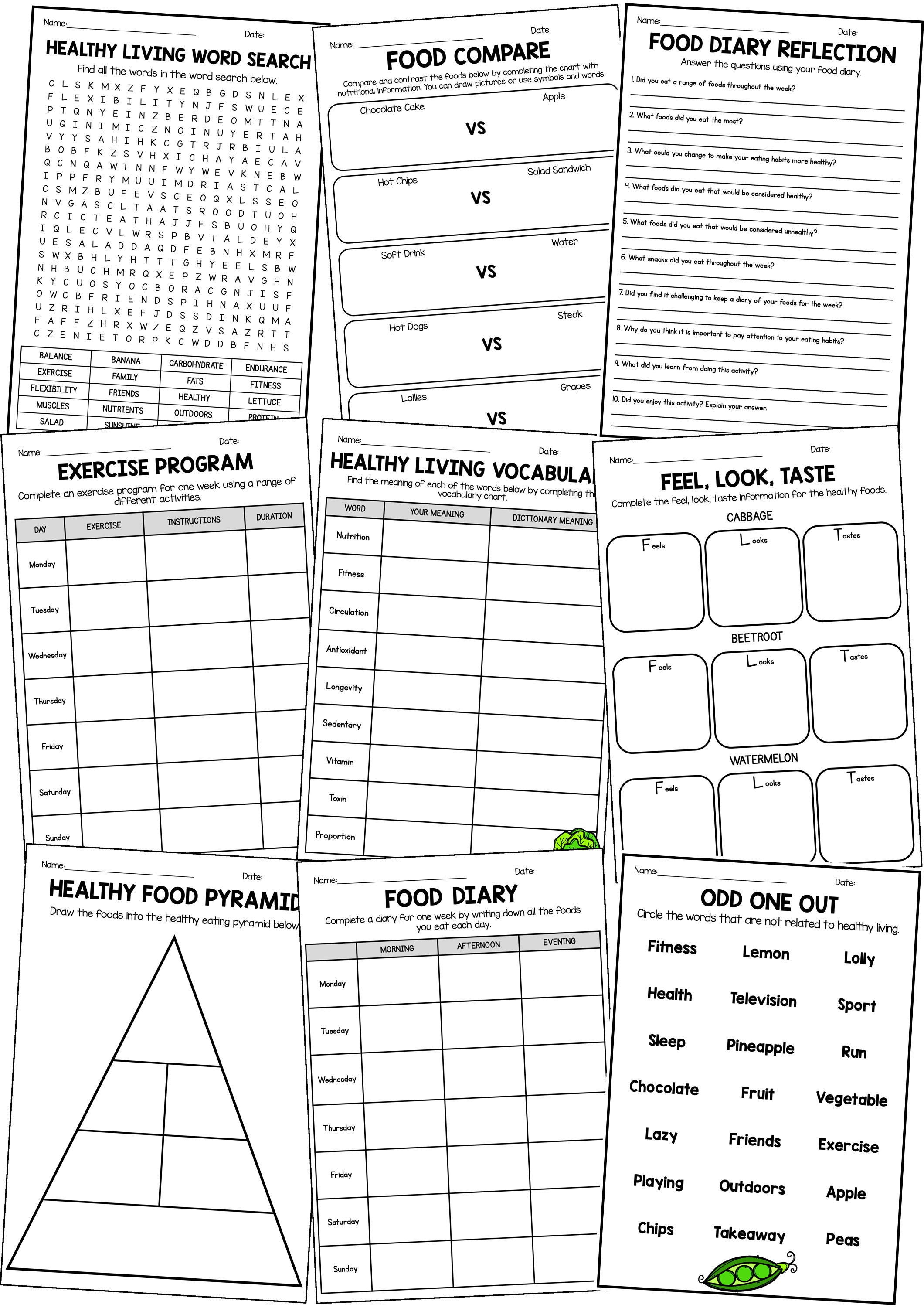 Healthy Living - Learning Activity Pack - Etsy