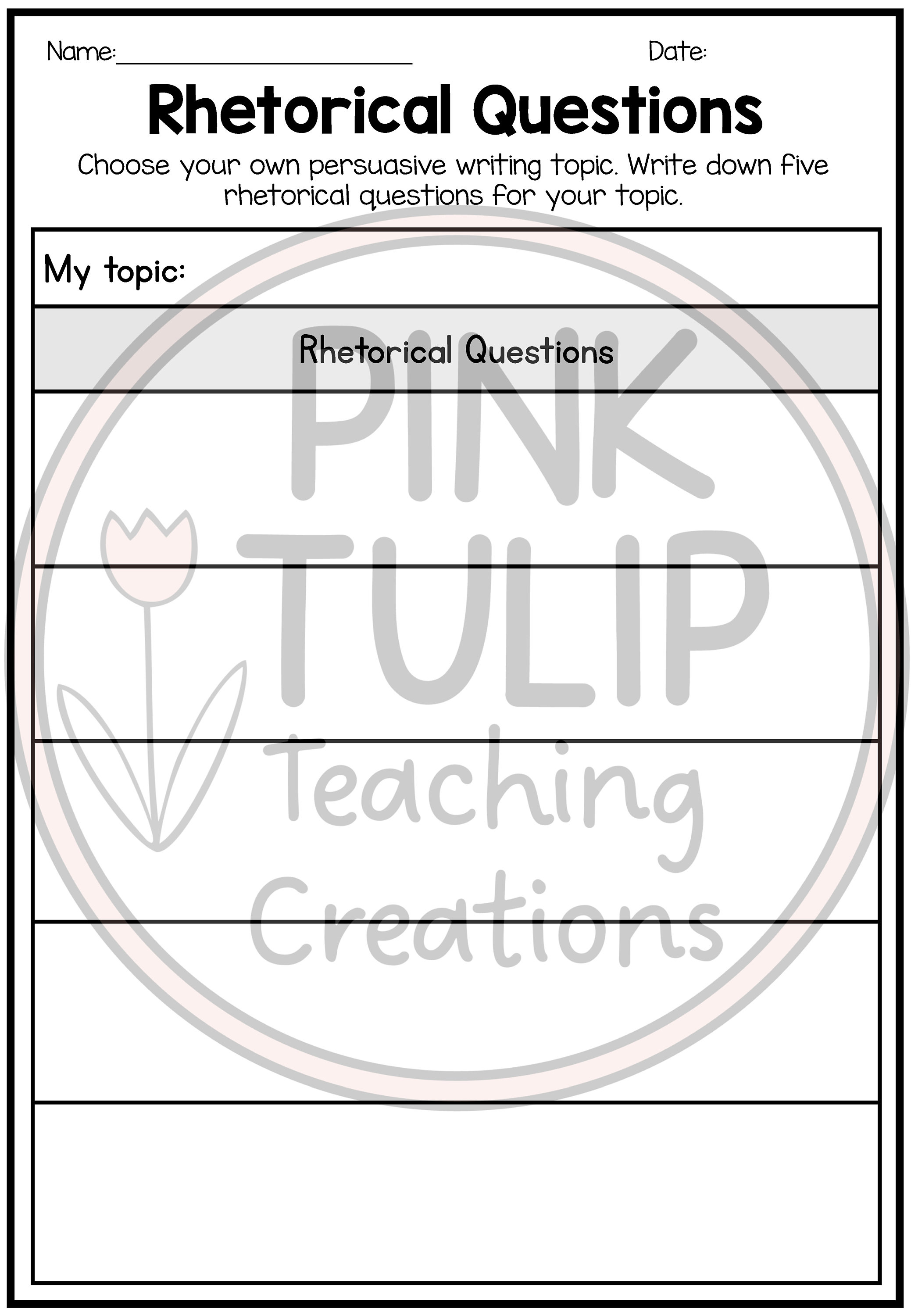 Rhetorical Questions - Persuasive Writing Worksheets - Etsy