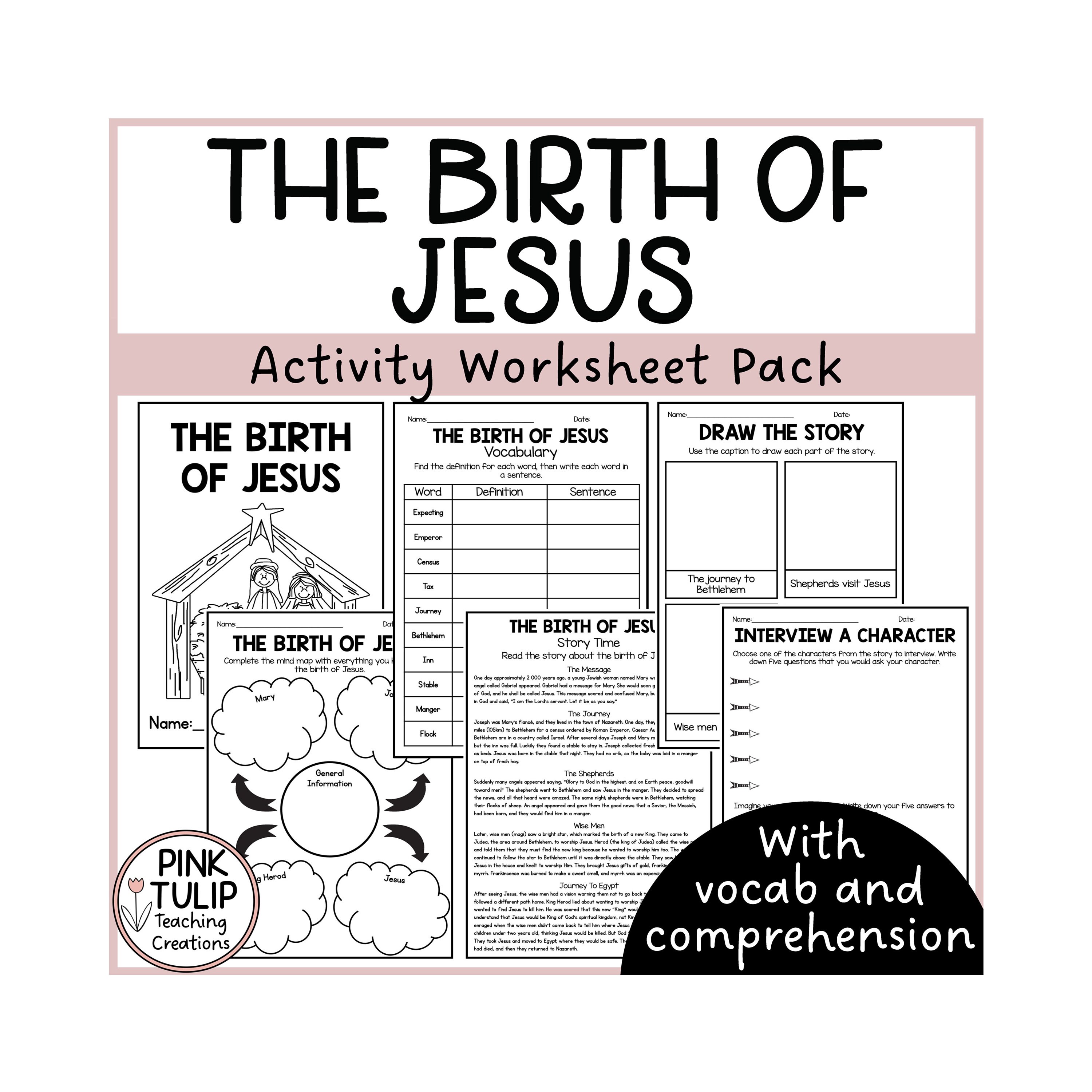 The Birth of Jesus - Story and Activity Pack - Etsy