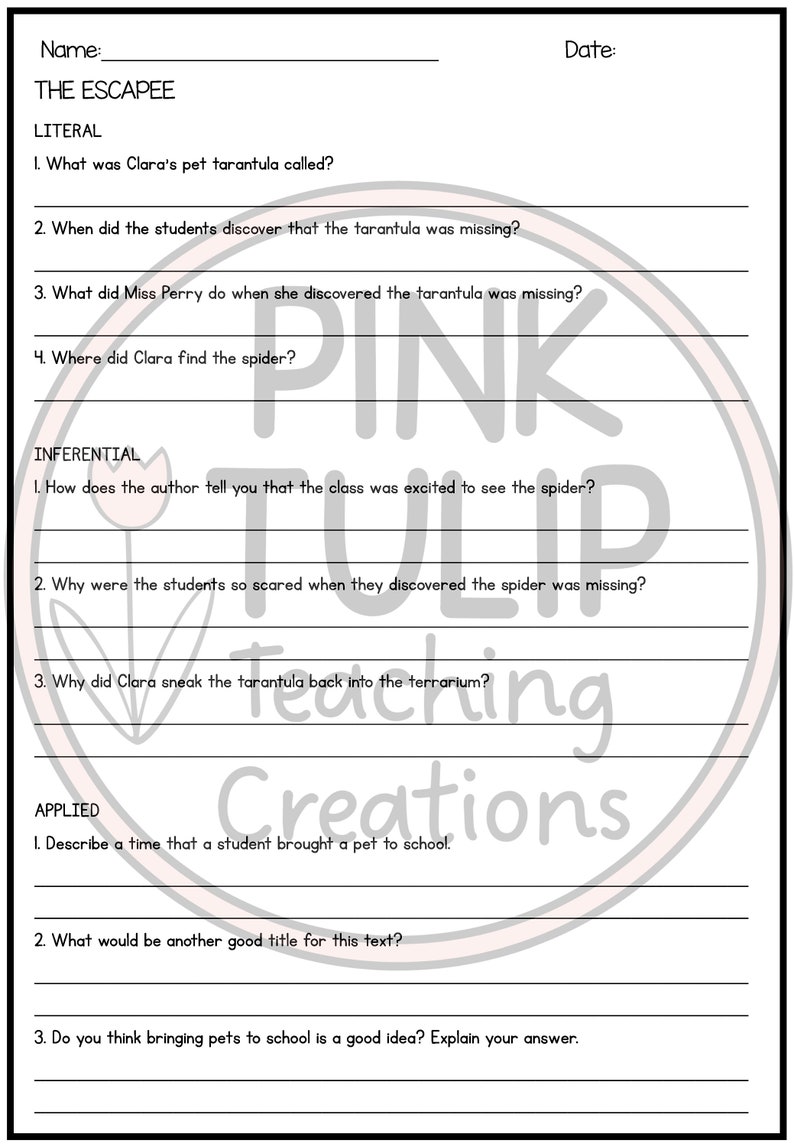 Comprehension Worksheets - Reading Strategies Set #4 - Etsy