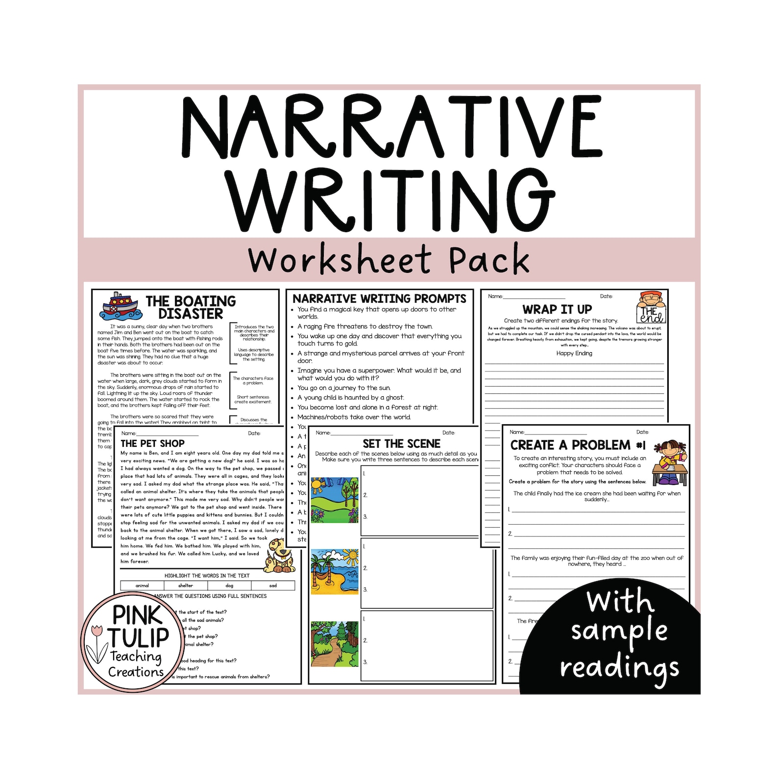 Narrative Writing Worksheet Pack - No Prep Lesson Ideas - Etsy