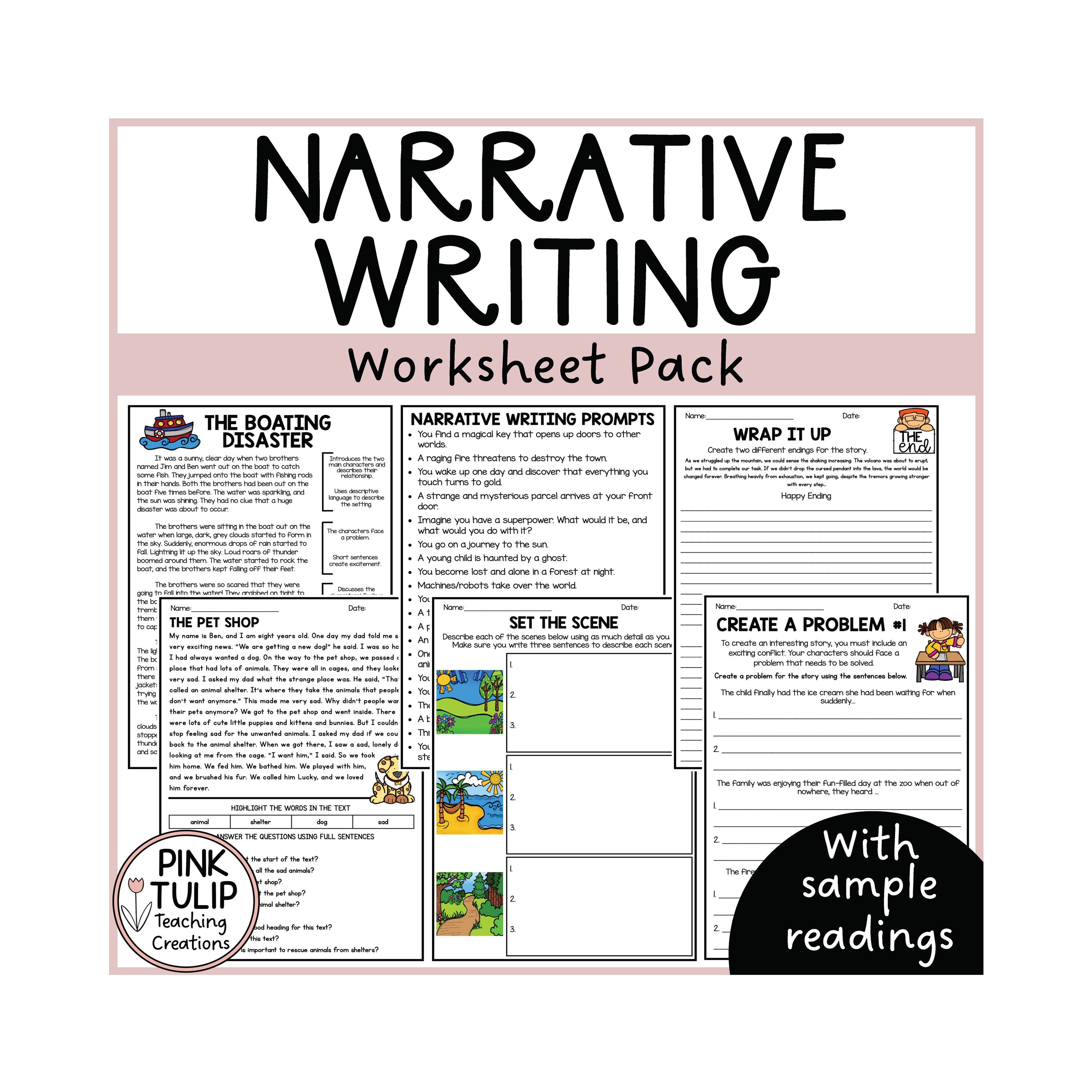 Narrative Writing Worksheet Pack - No Prep Lesson Ideas - Etsy