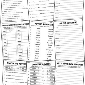 Adverbs - Worksheet Pack - Etsy