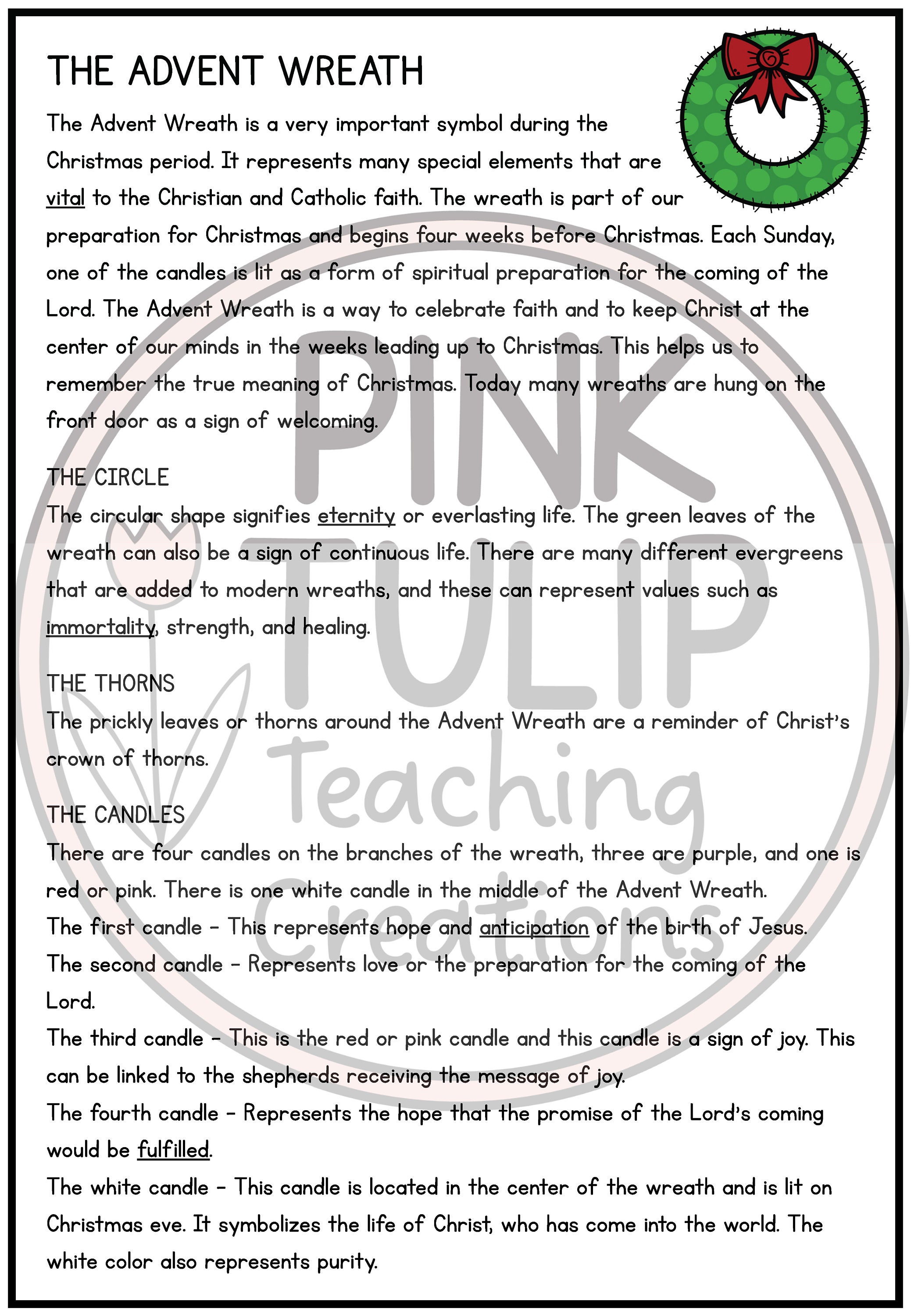 Advent Wreath Christmas Comprehension - Reading Strategy Worksheet - Etsy