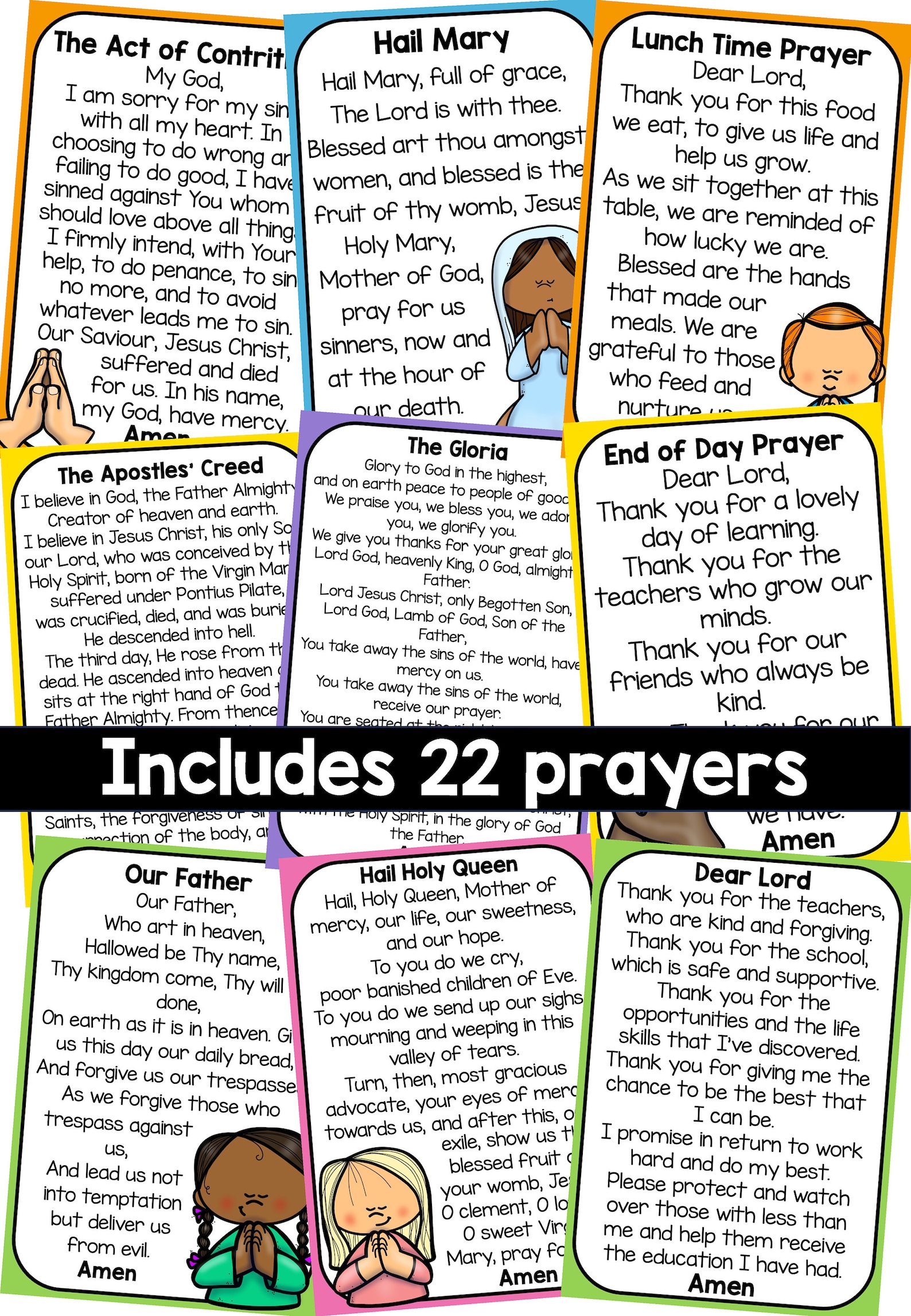 Pack of Beautiful Catholic Classroom Prayers - Etsy