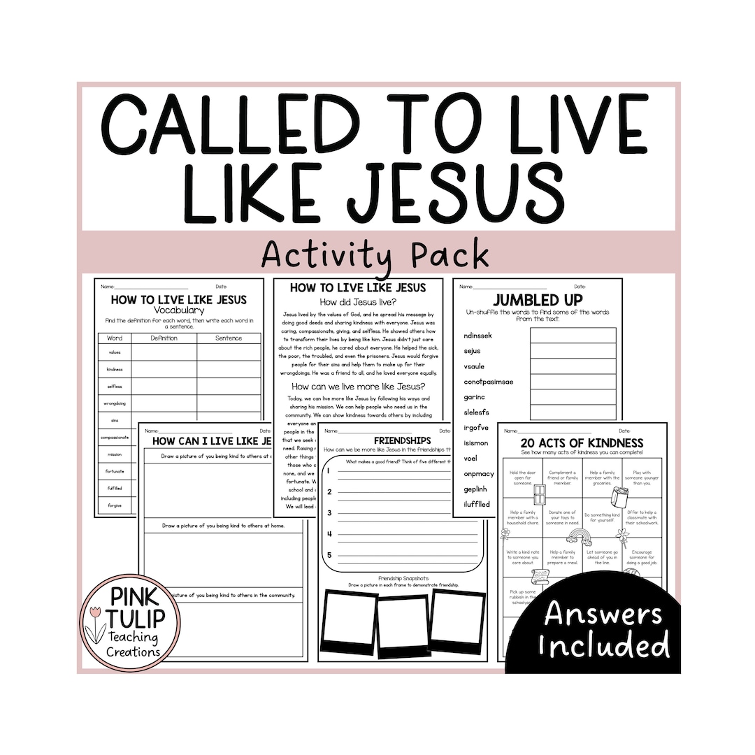 Called to Live Like Jesus - Activity Pack - Etsy