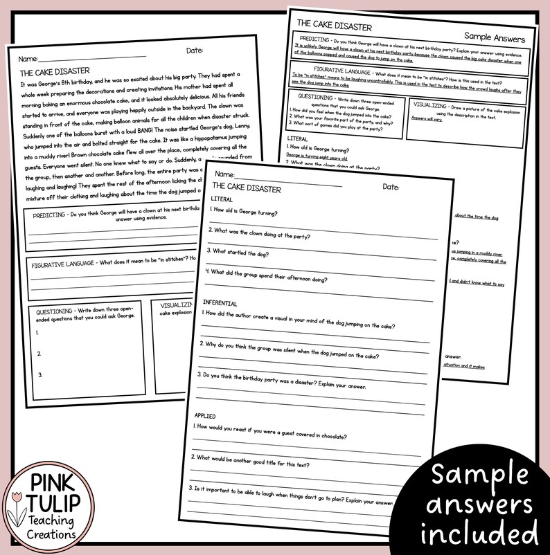 Comprehension Worksheets - Reading Strategies Set #5 - Etsy