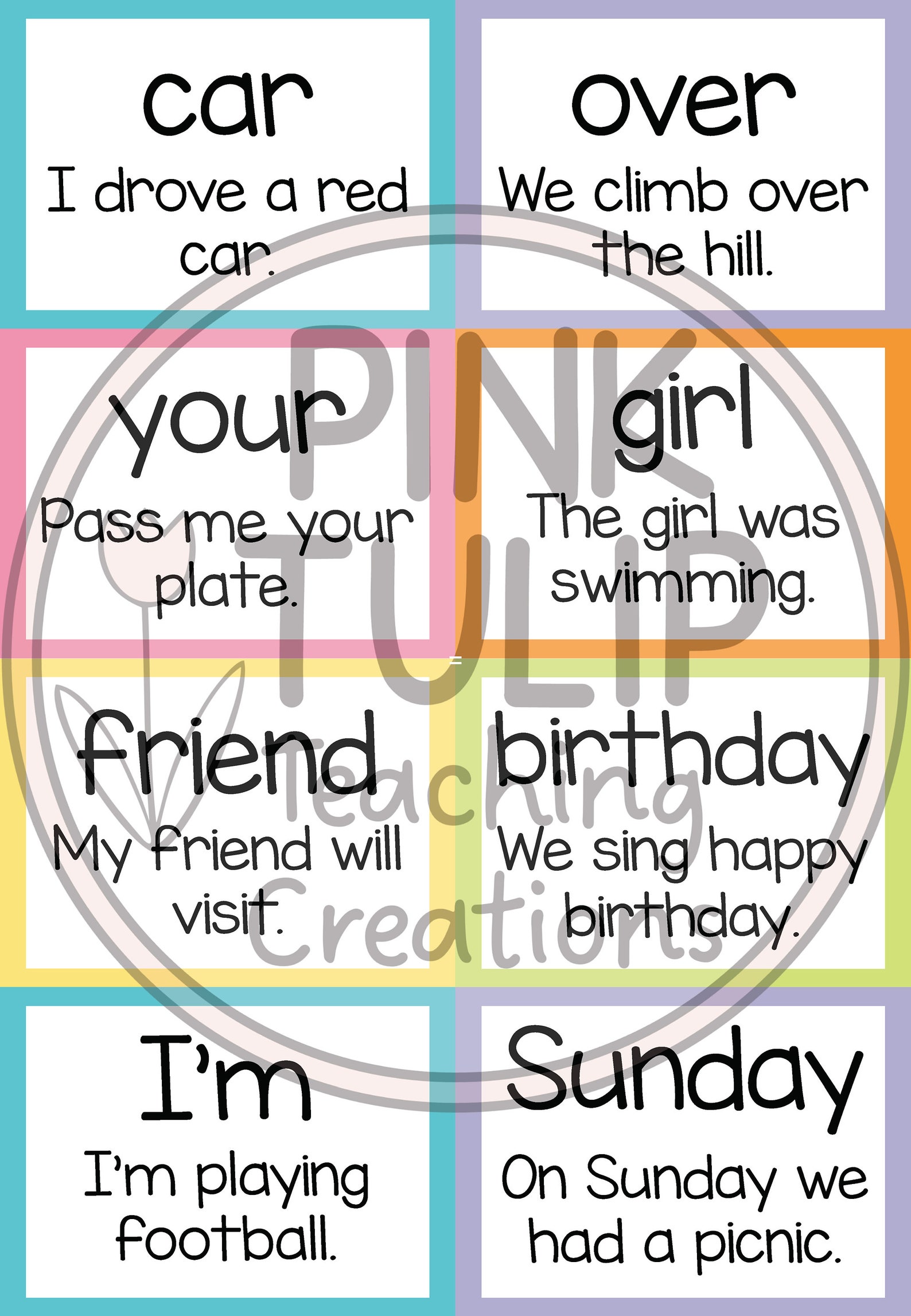 Sight Word Cards 101-200 High Frequency Words With Sentences - Etsy