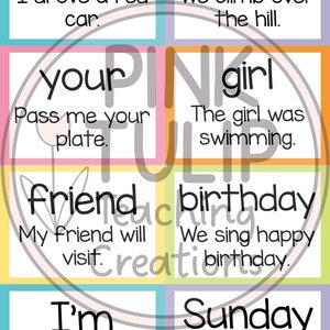 Sight Word Cards 101-200 High Frequency Words With Sentences - Etsy