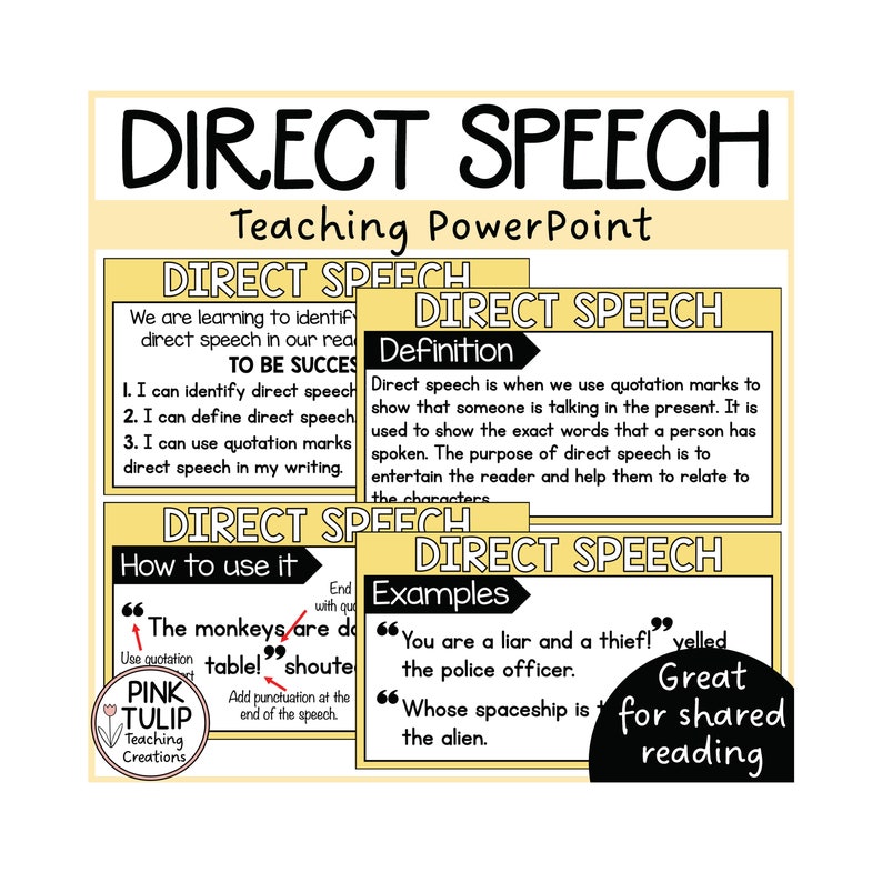 Direct Speech Quotation Marks Powerpoint - Guided Teaching - Etsy
