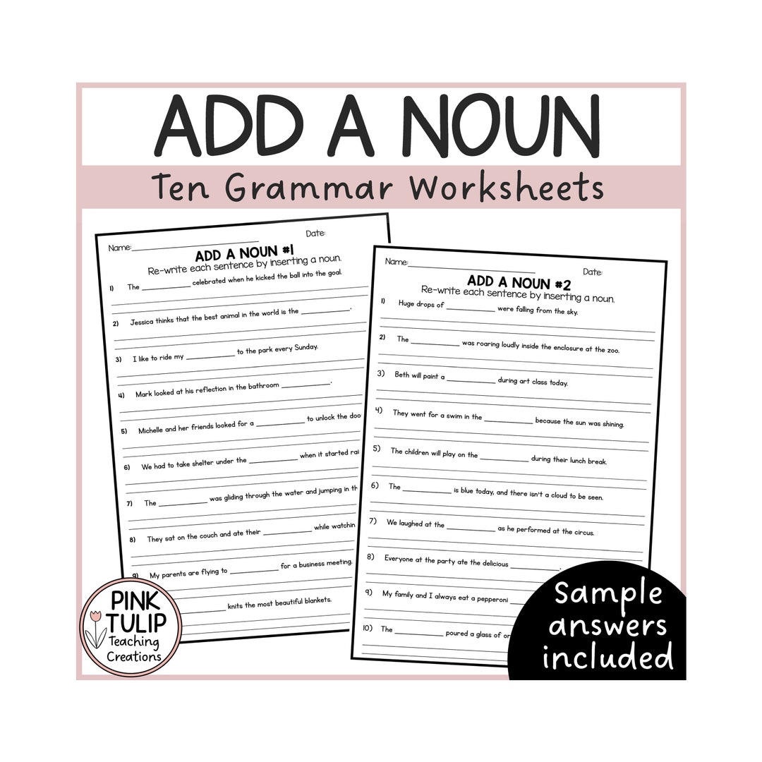 Add A Noun to the Sentences - Fill in the Blanks Worksheet Pack - Etsy
