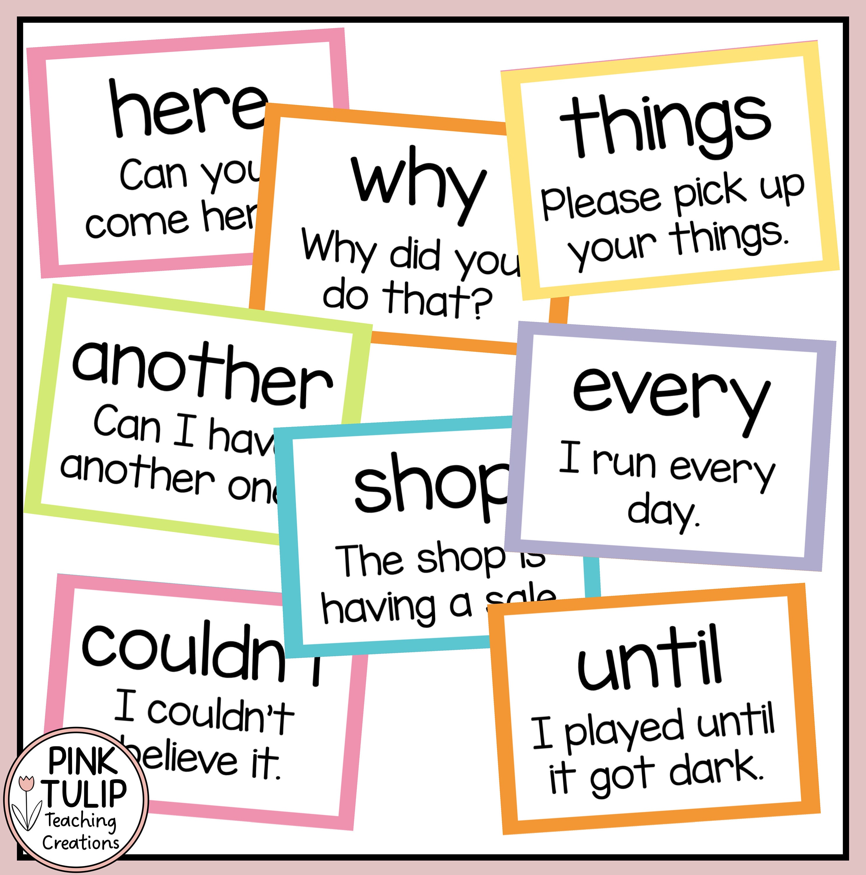 Sight Word Cards 201-300 High Frequency Words With Sentences - Etsy