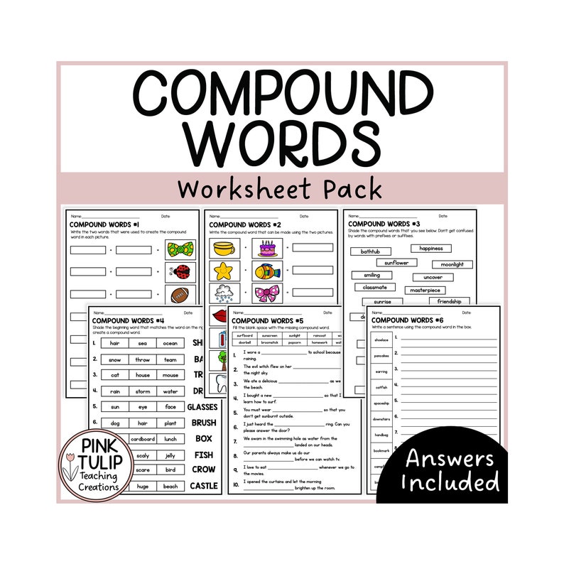 Compound Words - Worksheet Pack - Etsy
