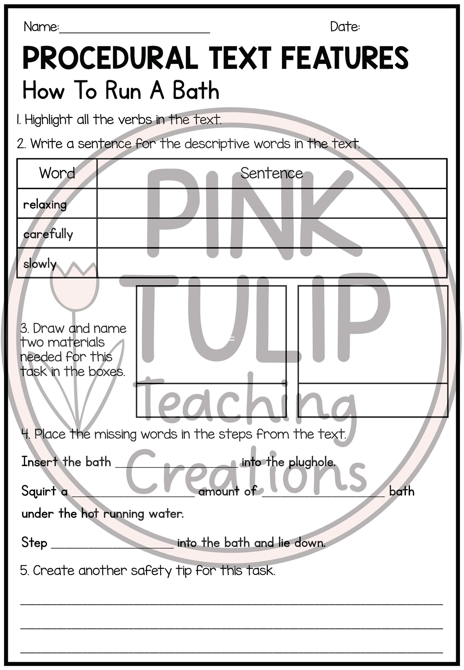 Procedural Text Examples - Ten Reading Samples With Comprehension - Etsy