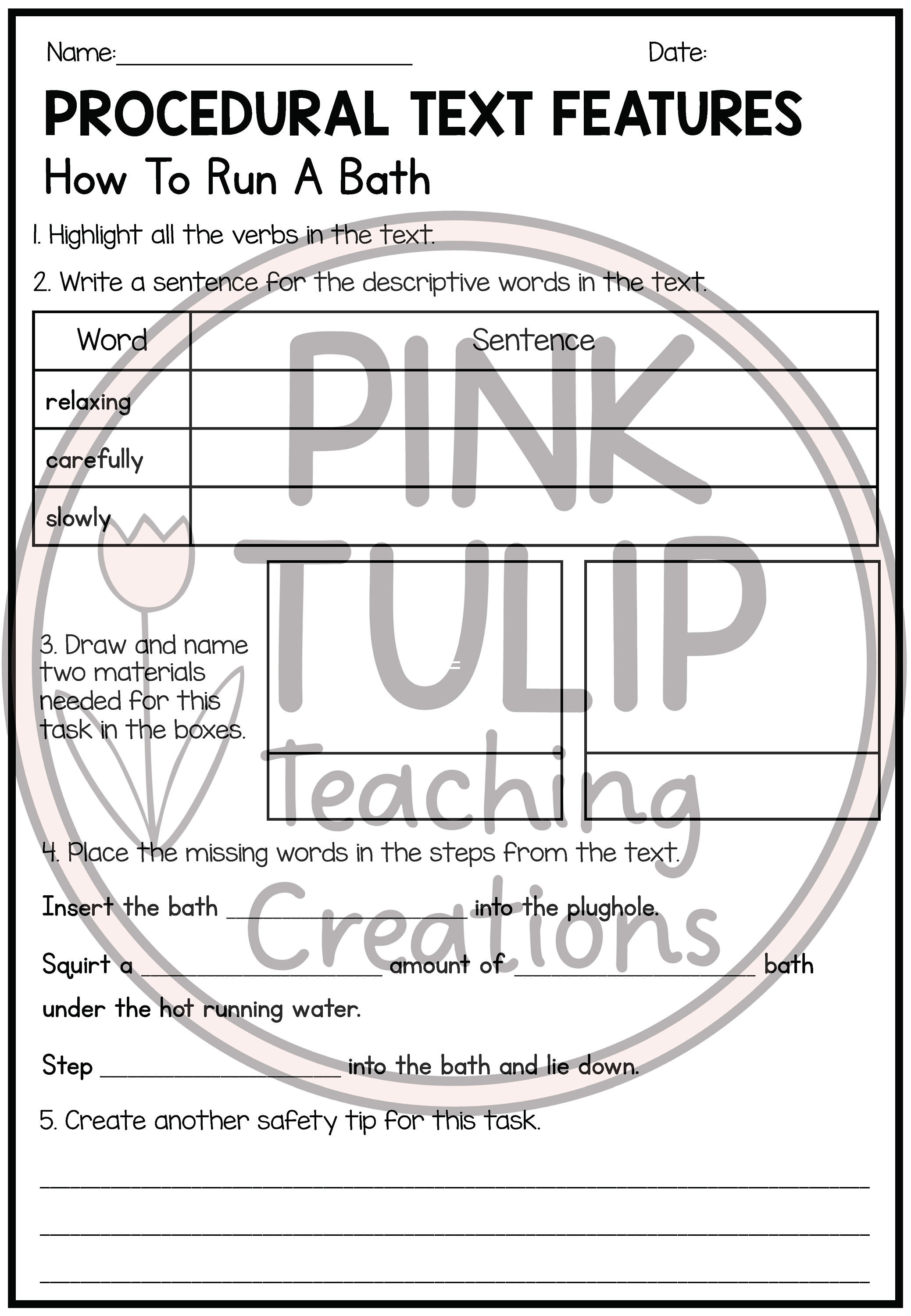 Procedural Text Examples - Ten Reading Samples With Comprehension - Etsy