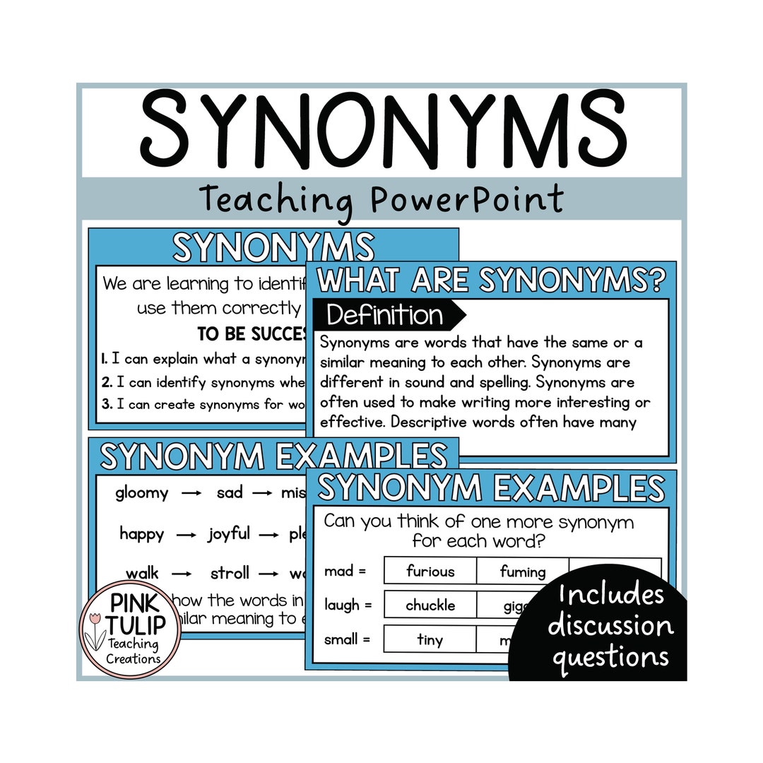 Synonyms Grammar Powerpoint - Guided Teaching - Etsy